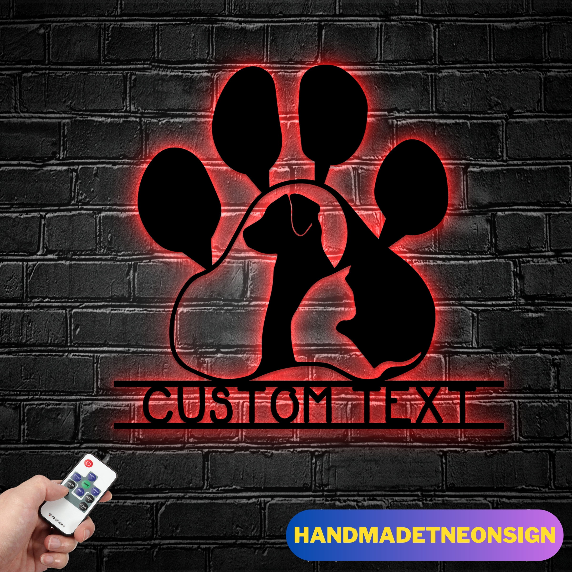 Handmadetneonsign Custom Paw Dog Cat Metal Wall Art LED Light ...