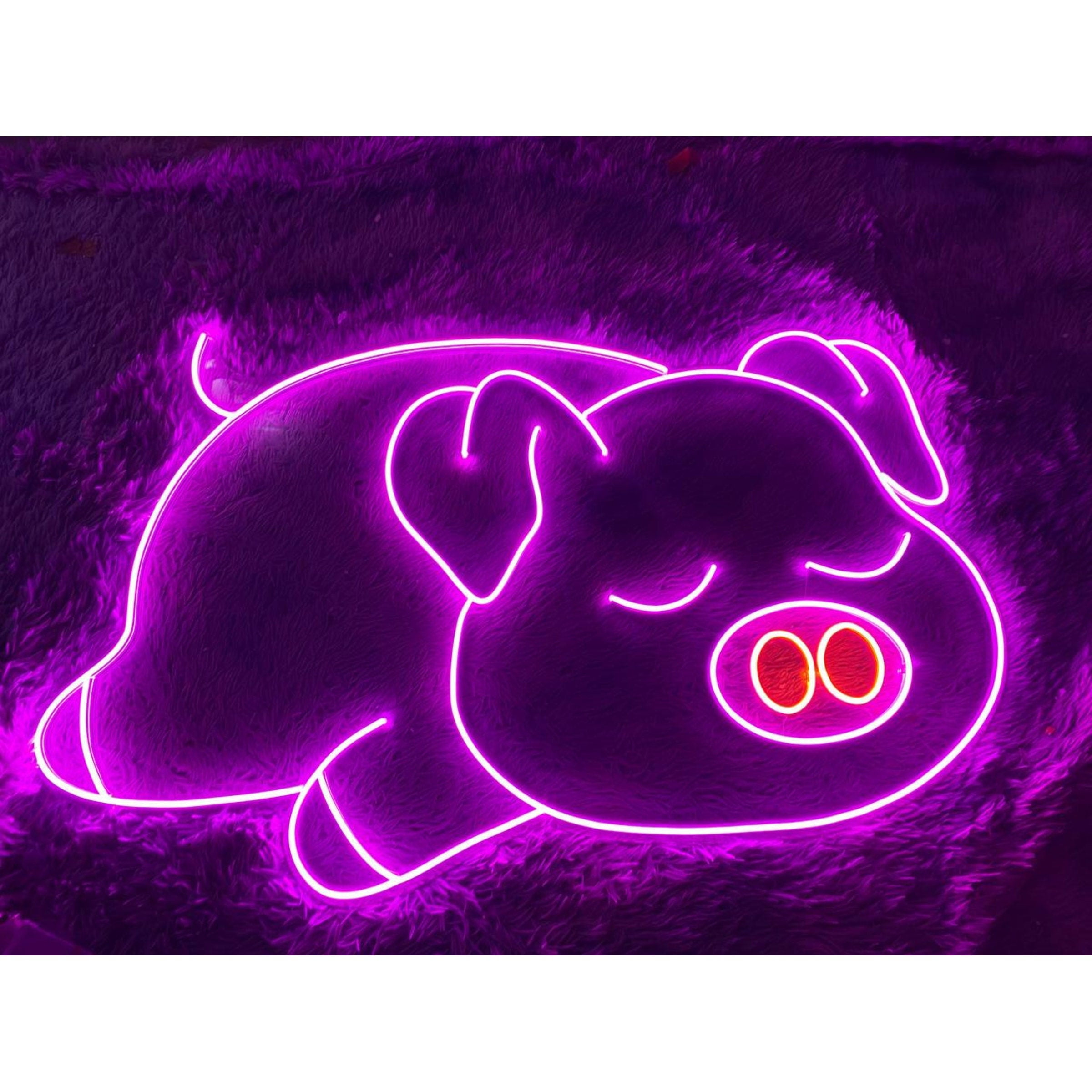Handmadetneonsign Custom Pig Led Sign, Laying Down Pig Led Light ...