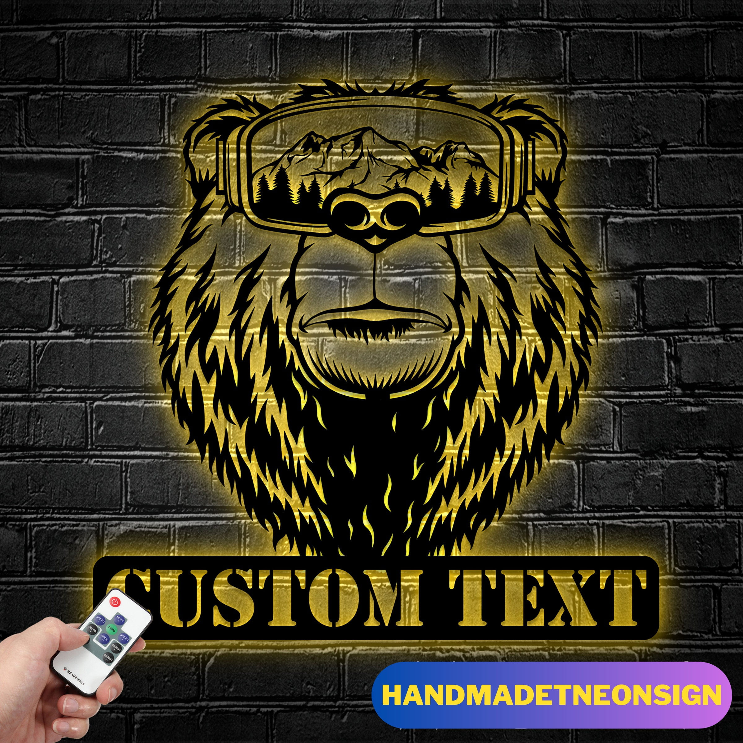 Handmadetneonsign Custom Polar Bear in Glasses Metal Wall LED Light ...