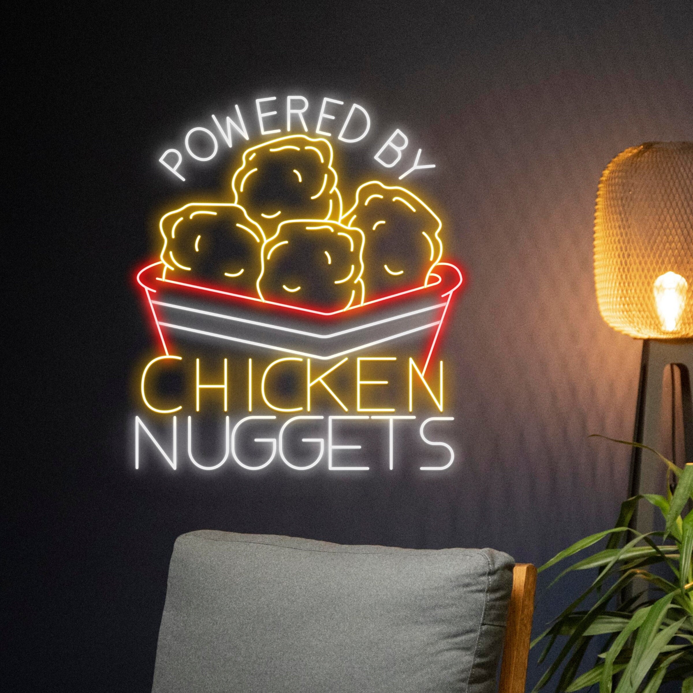 Handmadetneonsign Custom Powered By Chicken Nuggets Neon Sign, Chicken ...