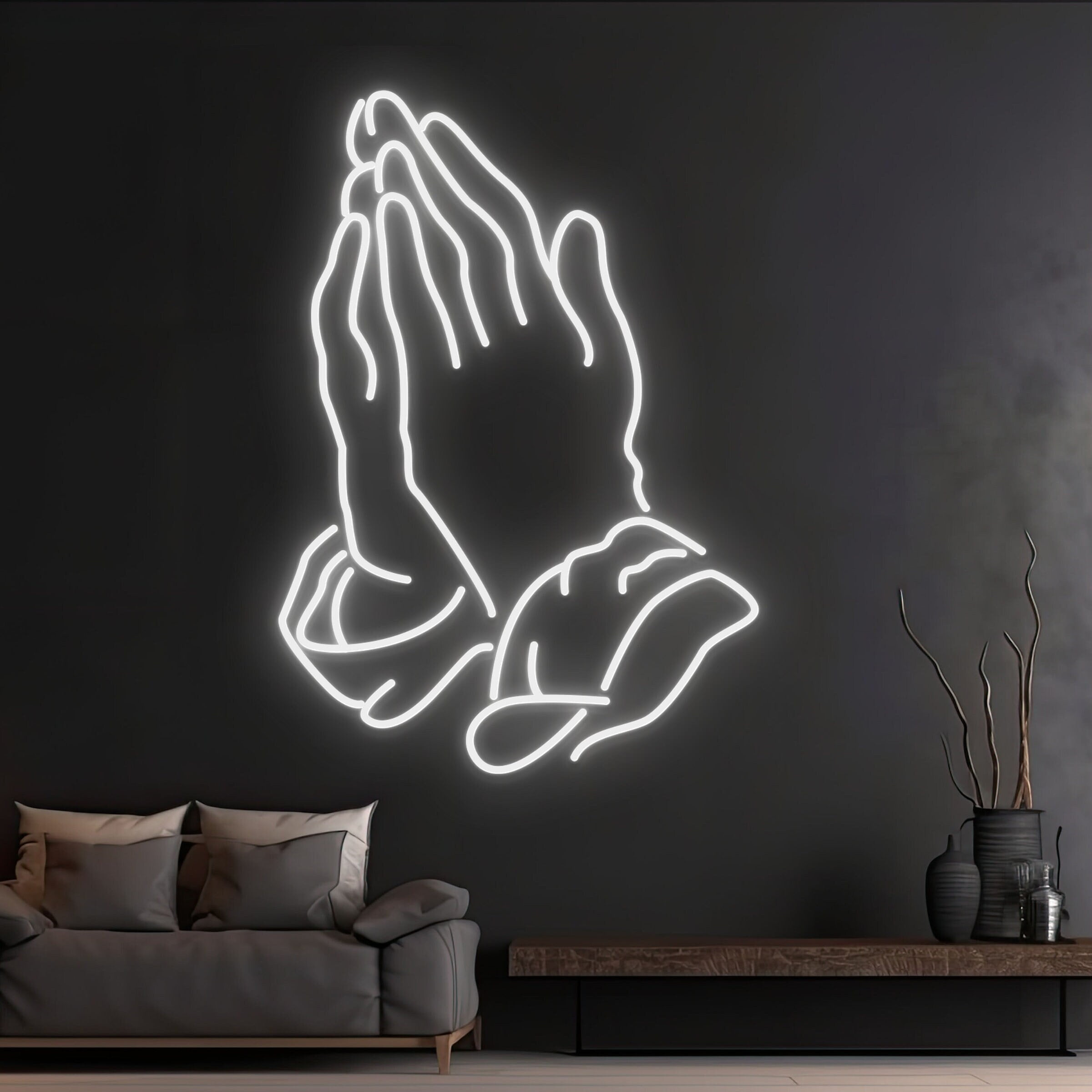 Handmadetneonsign Custom Prayer Hands Neon Light, Praying Hand Led ...
