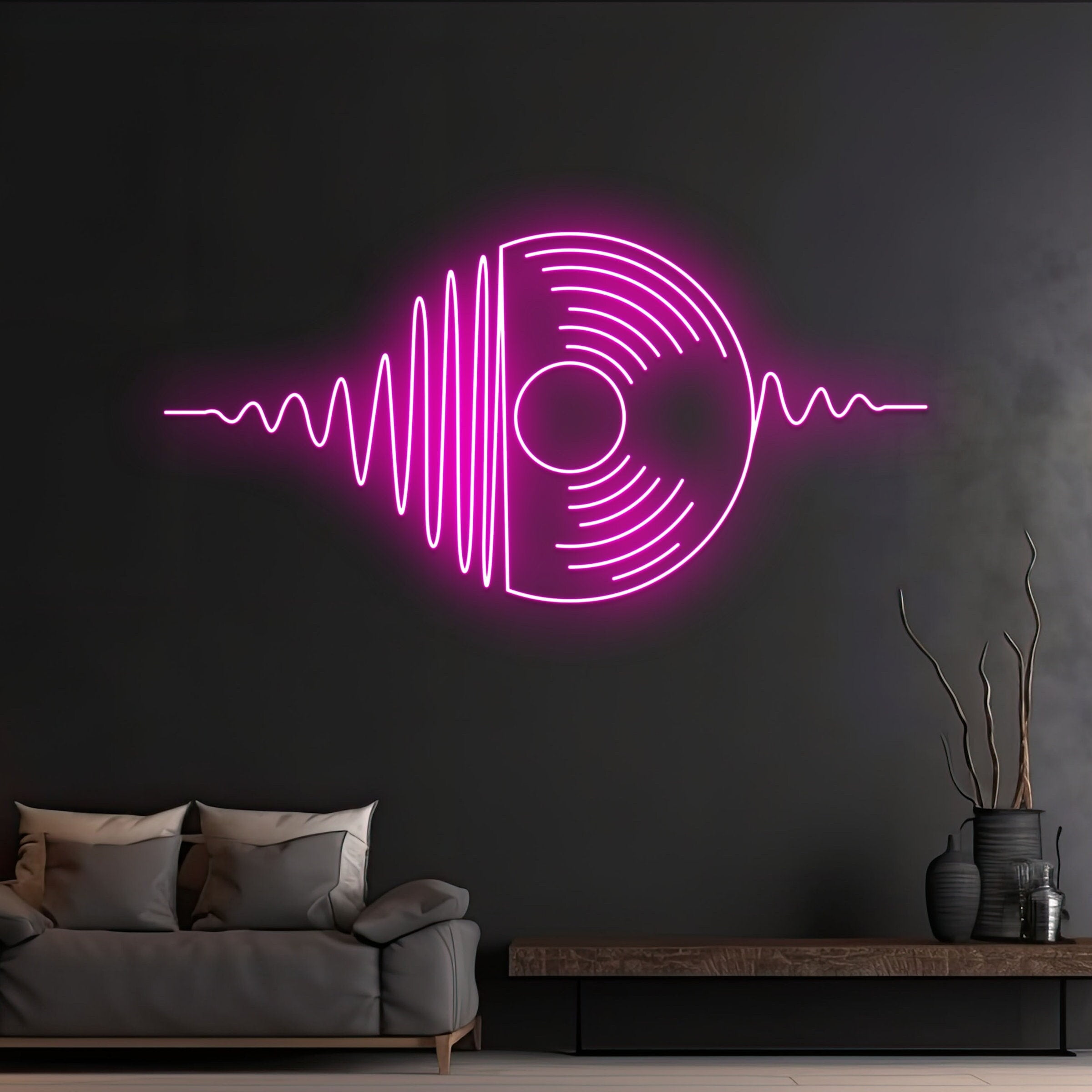 Handmadetneonsign Custom Record Disc Led Sign, Music Sound Wave Neon ...