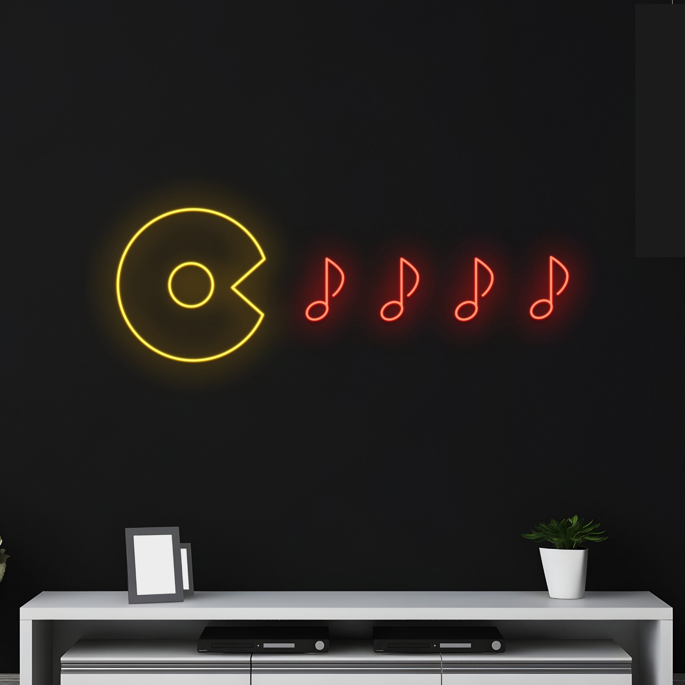 Handmadetneonsign Custom Record Disc Music Note Led Sign, Pac Man Disc ...