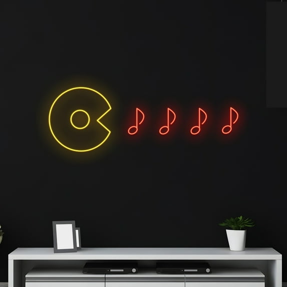 Handmadetneonsign Custom Record Disc Music Note Led Sign, Pac Man Disc ...