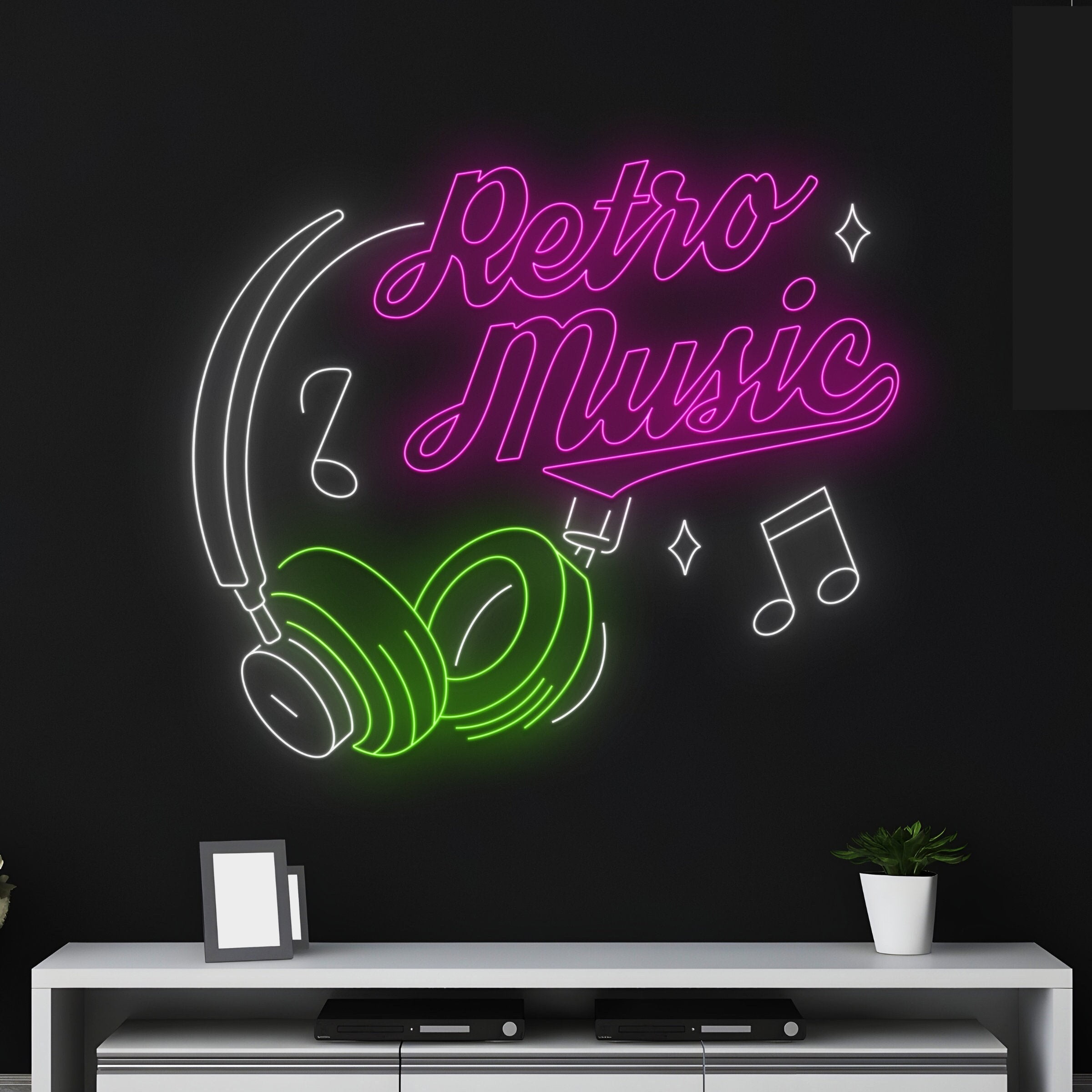 Handmadetneonsign Custom Retro Music Led Sign, Headphone Neon Light ...