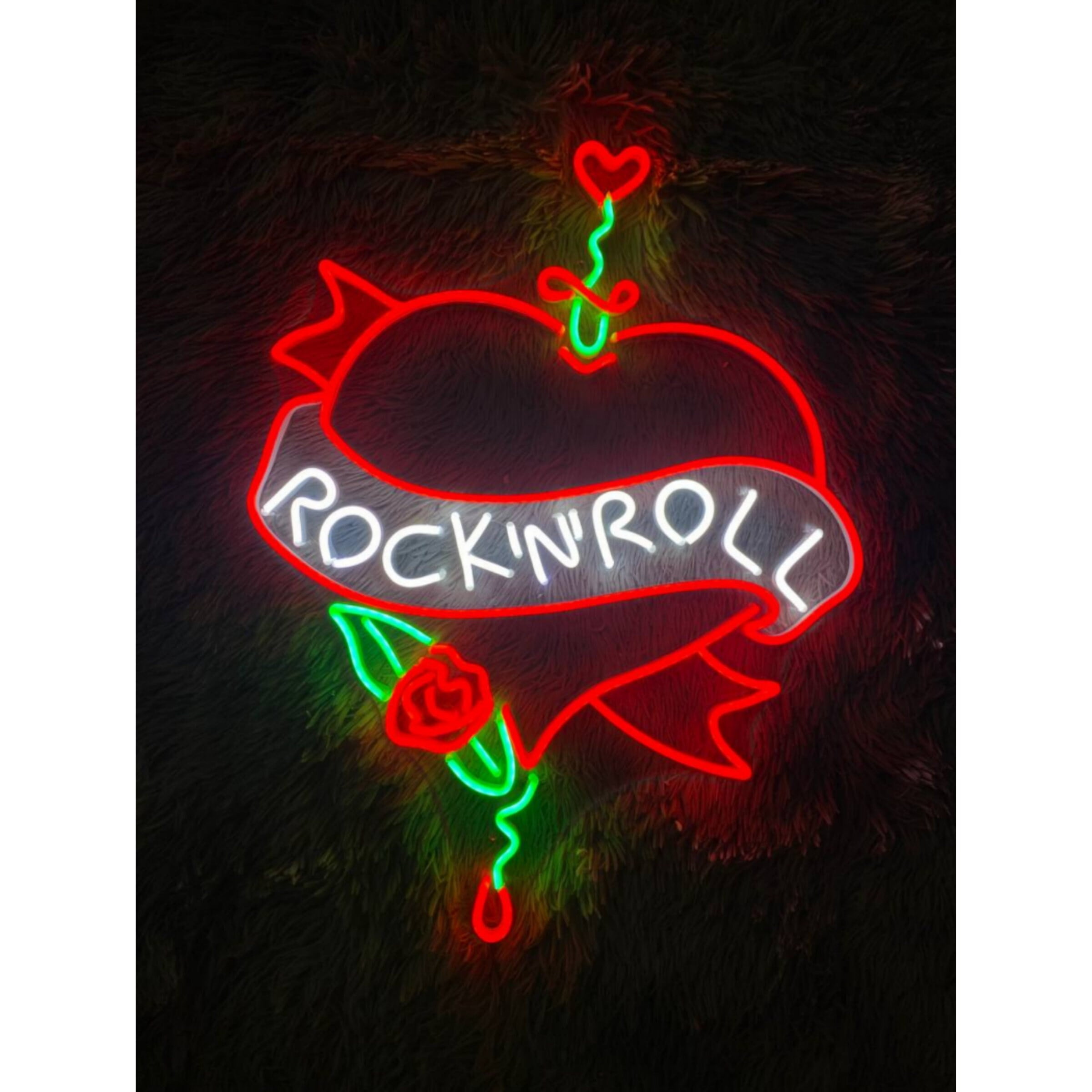 Handmadetneonsign Custom Rock N Roll Heart Led Sign, Rock Festival Neon ...