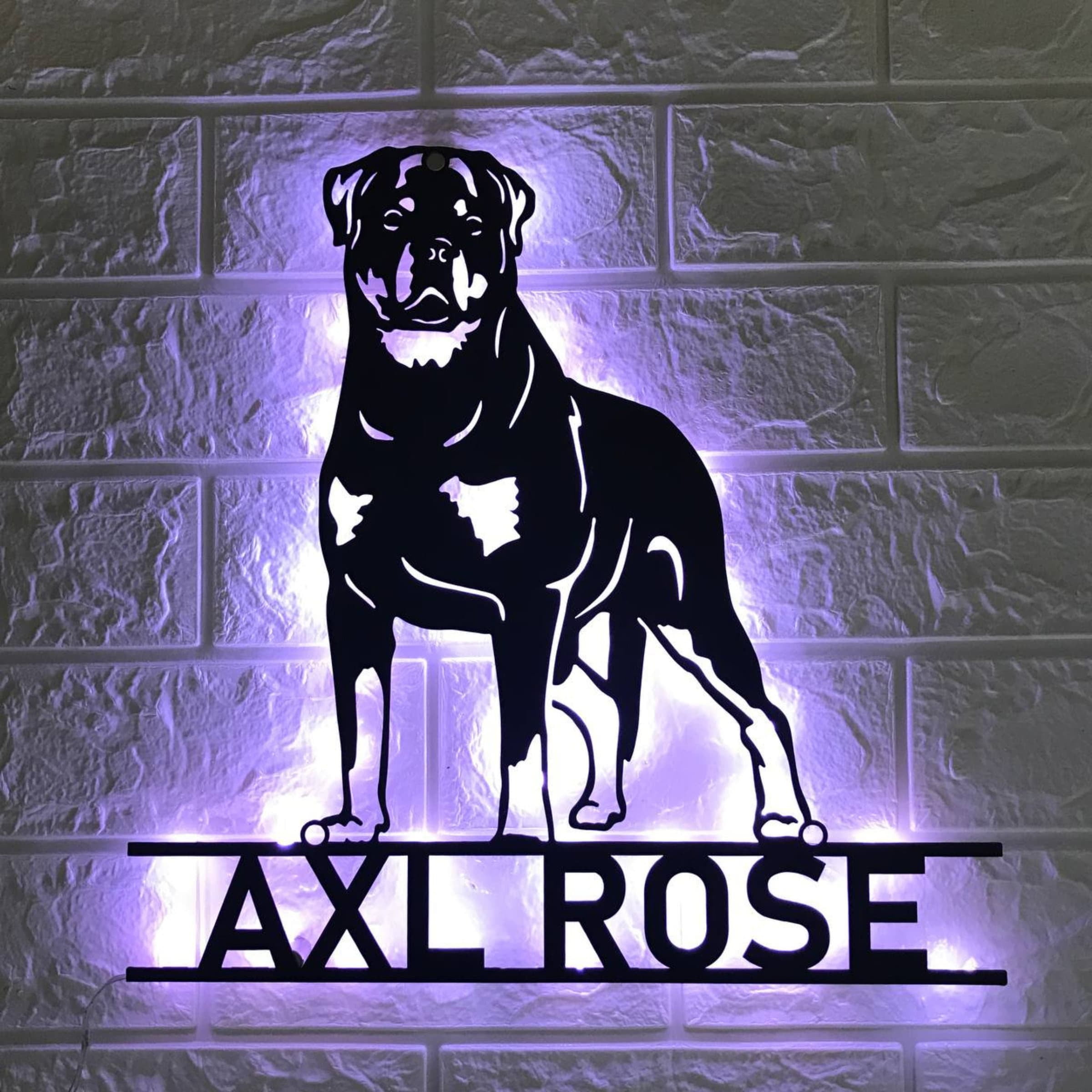 Handmadetneonsign Custom Rottweiler Metal Wall Art LED Light ...