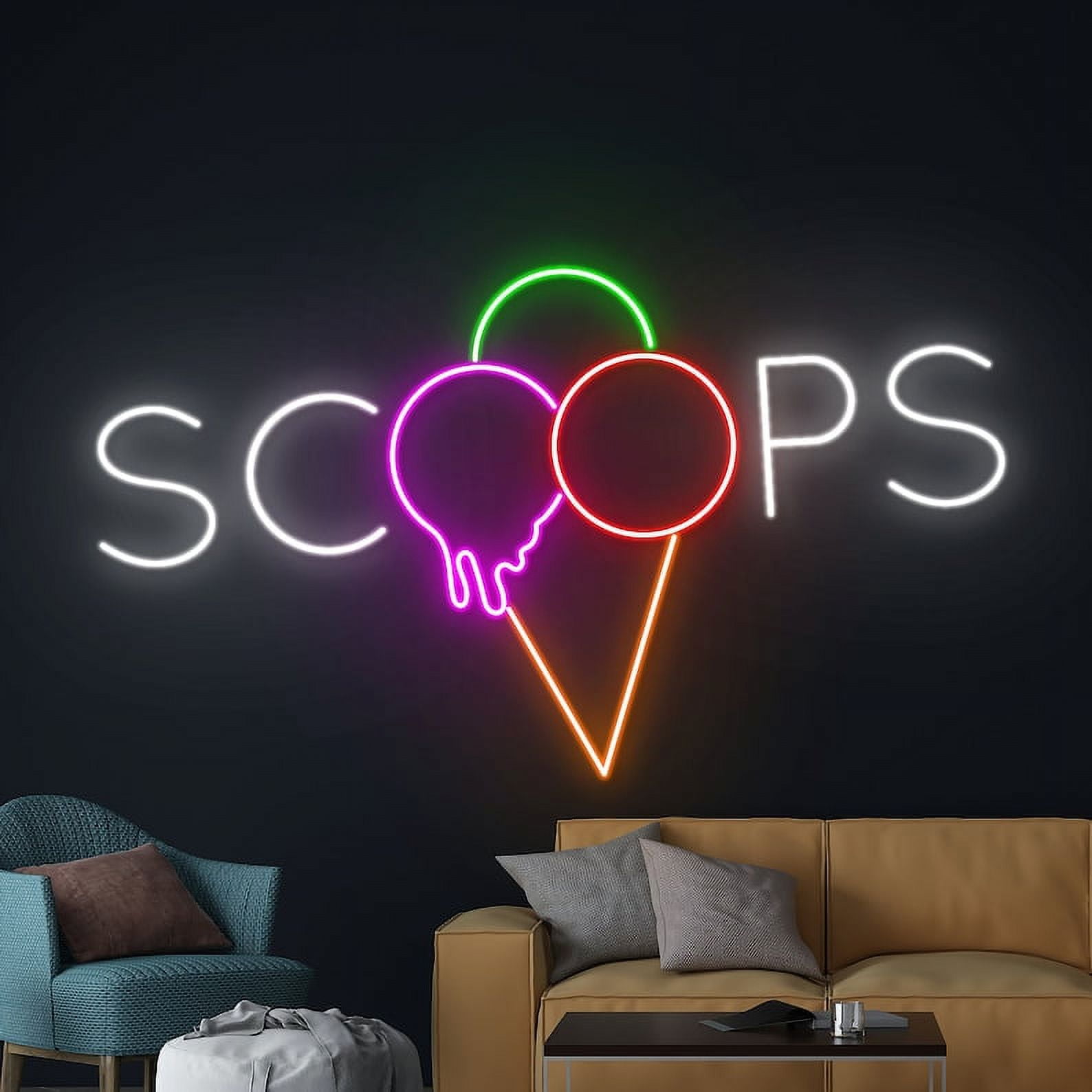 Handmadetneonsign Custom Scoop Ice Cream Neon Sign, Ice Cream Neon ...