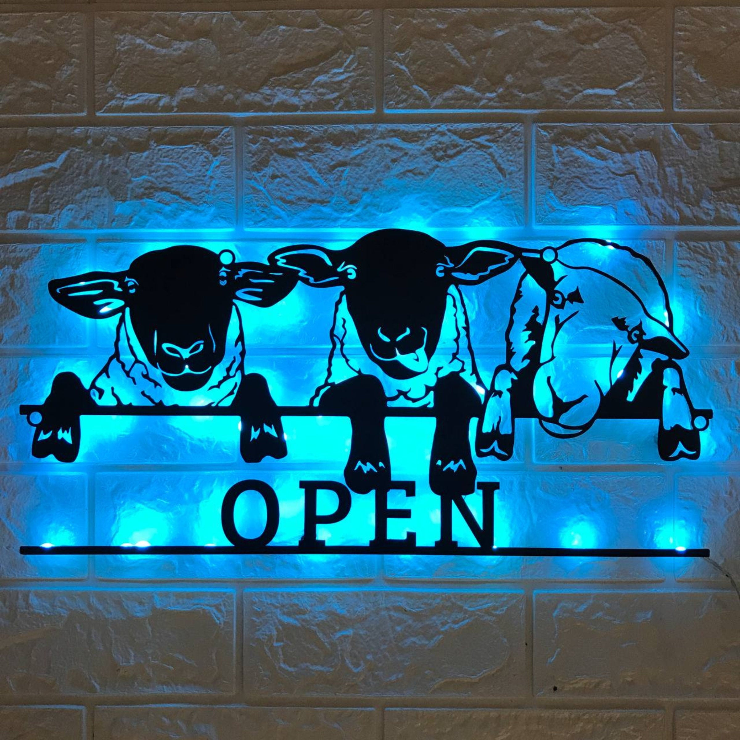 Handmadetneonsign Custom Sheep Farmhouse Metal Wall Art LED Light ...