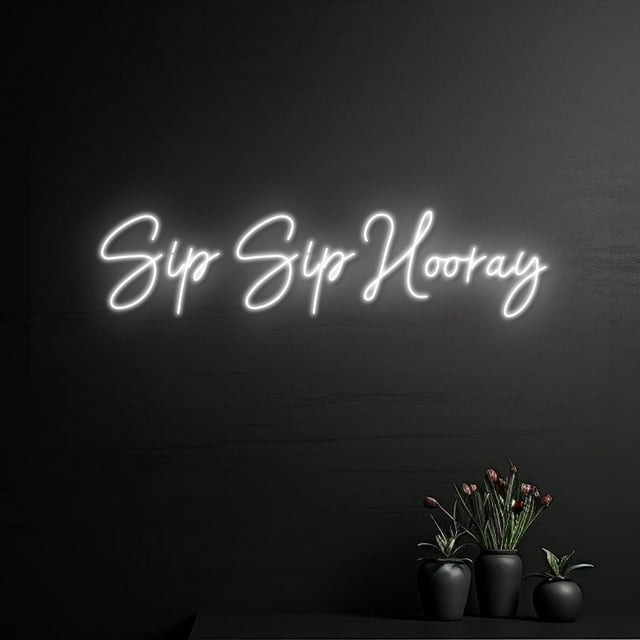 Handmadetneonsign Custom Sip Sip Hooray Neon Sign, Custom Quote LED ...