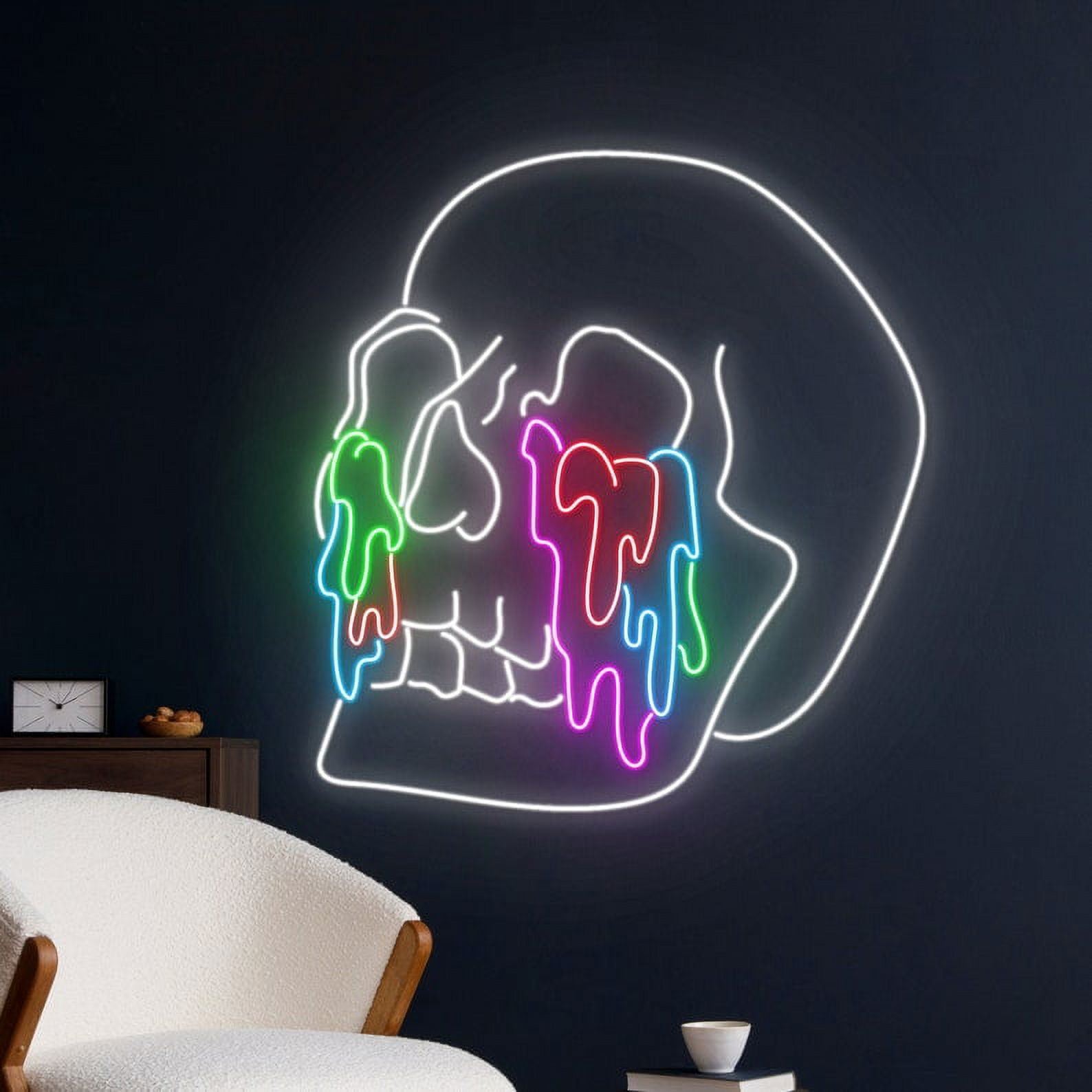Handmadetneonsign Custom Skull Crying Neon Sign, Melting Skull Head ...
