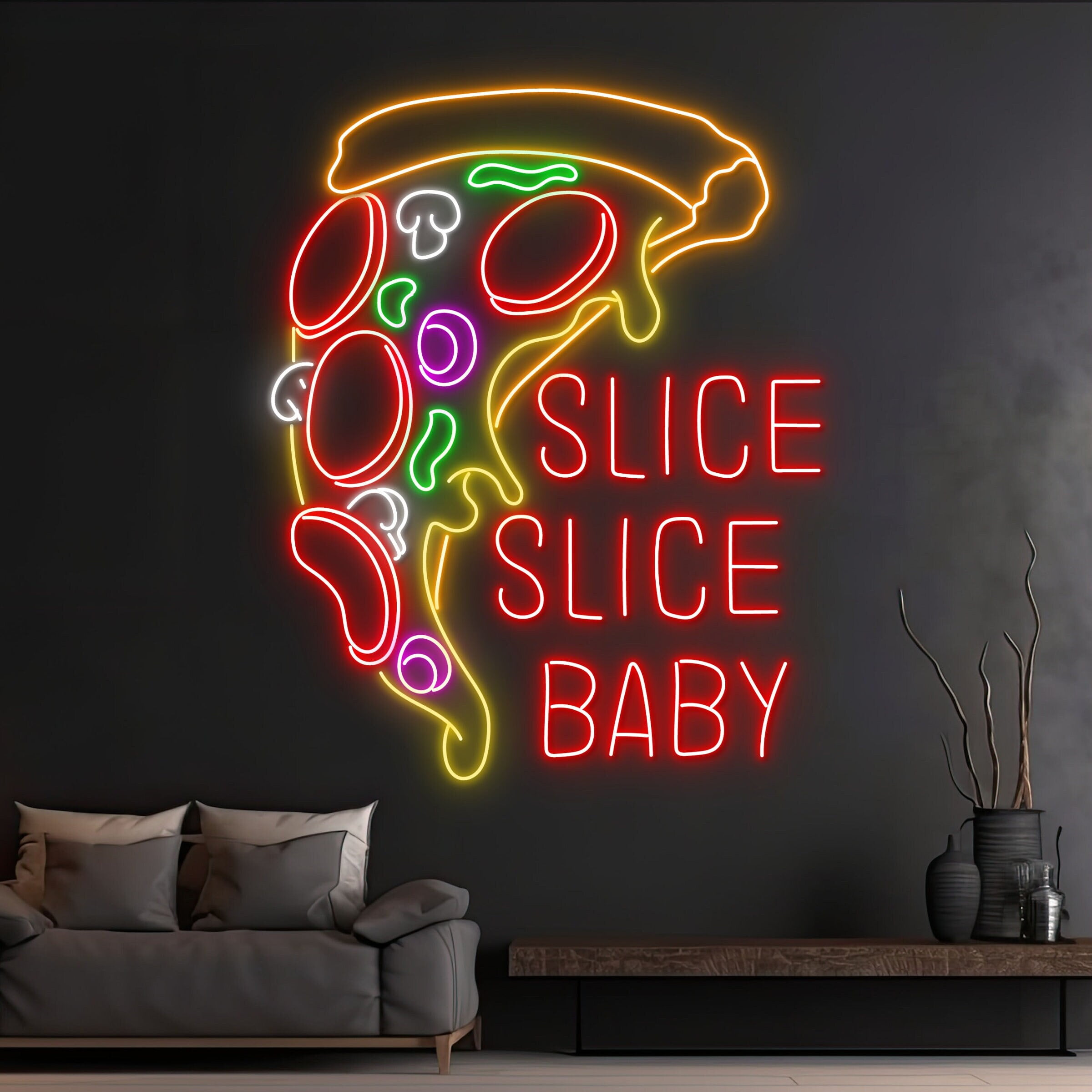 Handmadetneonsign Custom Slice Slice Baby Pizza Neon Sign, Italian Food ...