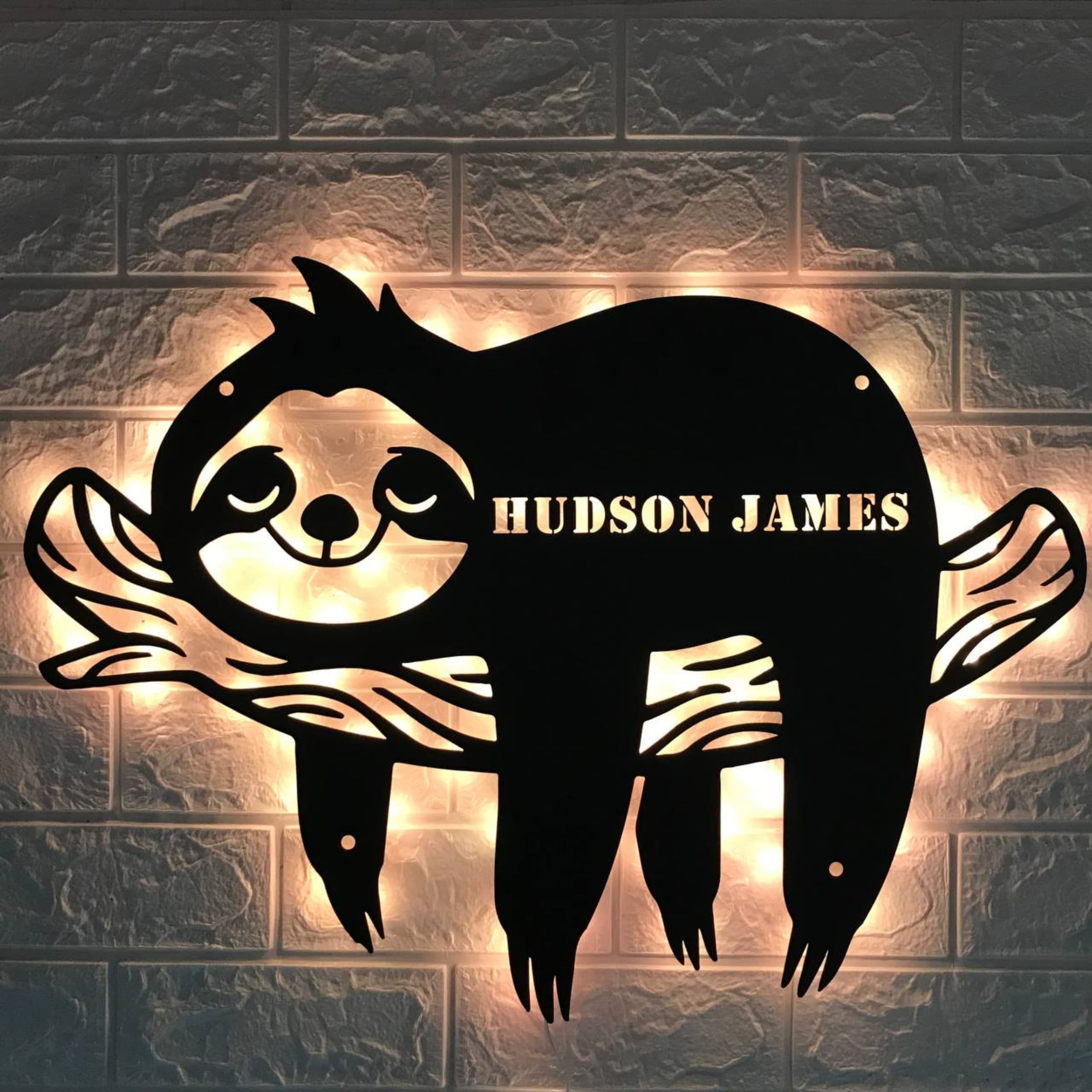 Handmadetneonsign Custom Sloth Metal Wall Art LED Light - Personalized ...
