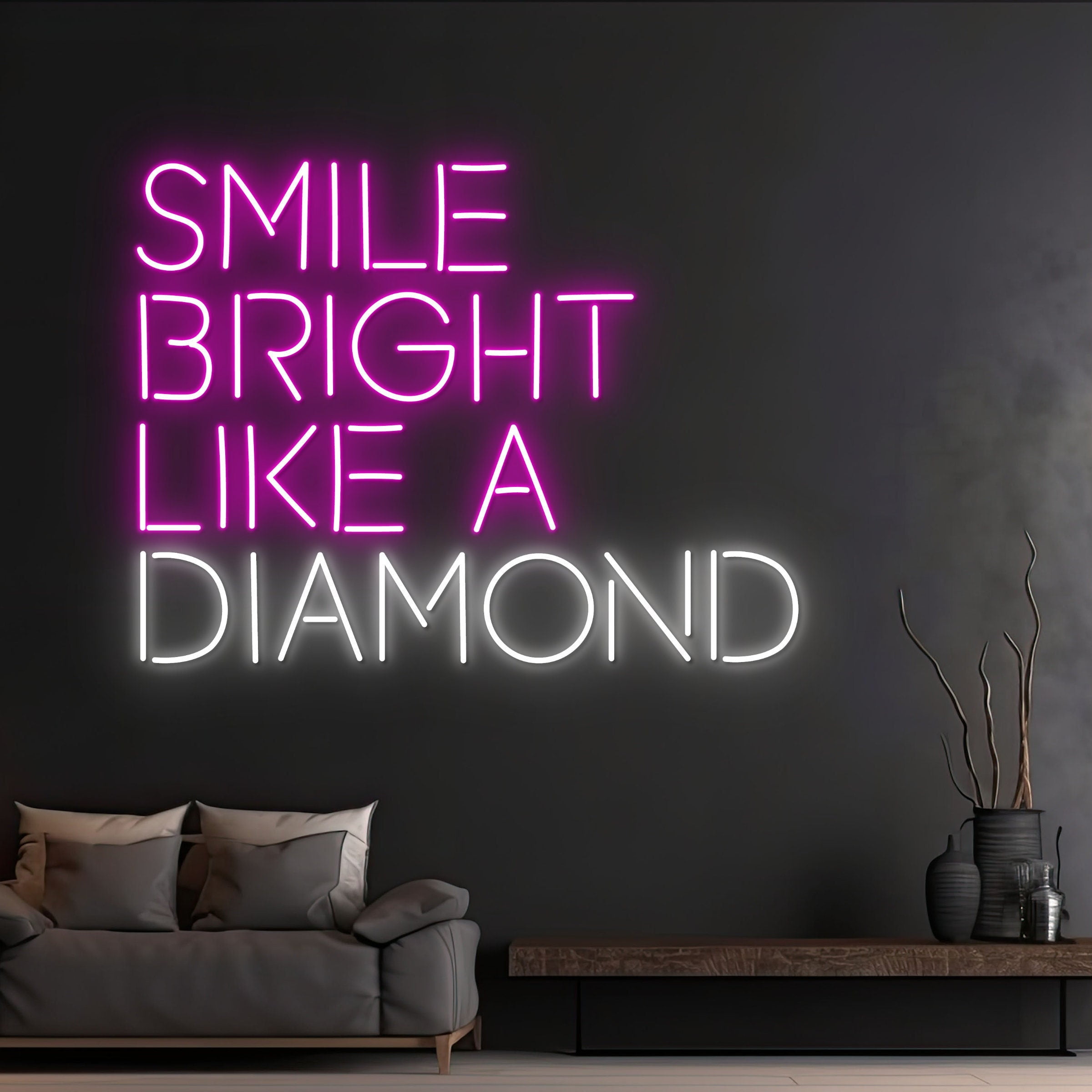 Handmadetneonsign Custom Smile Bright Like A Diamond Neon Sign ...