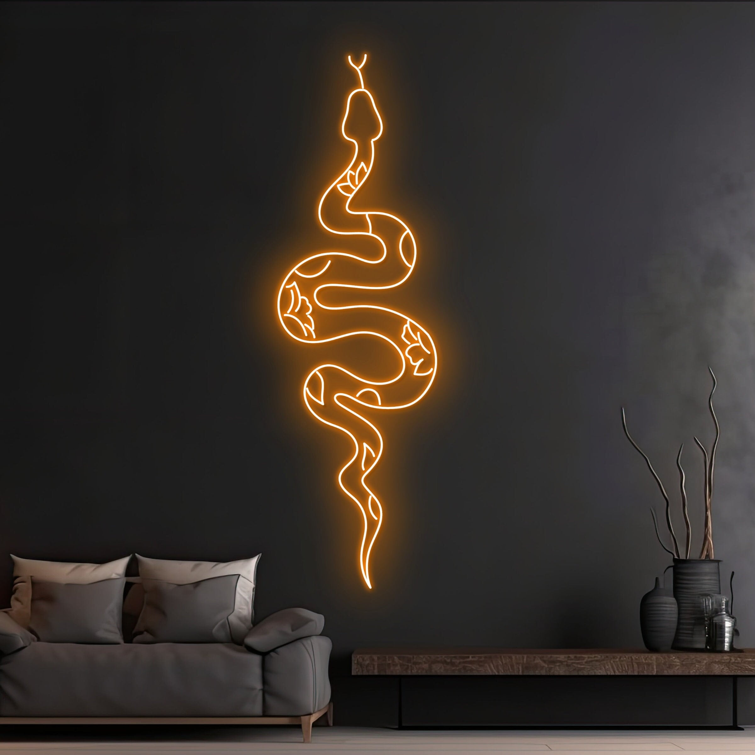 Handmadetneonsign Custom Snake Neon Light, Coiled Snake Led Sign ...