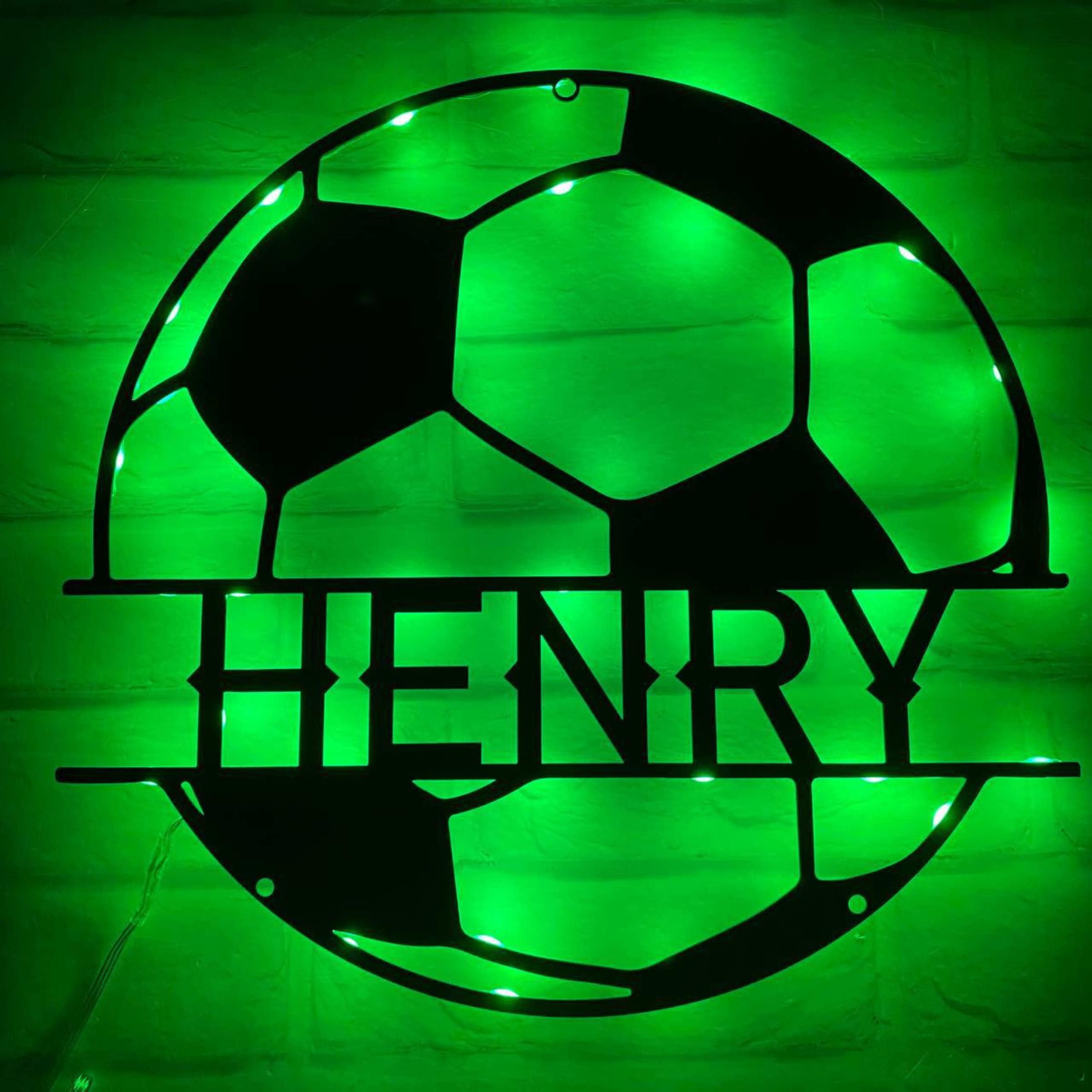 Handmadetneonsign Custom Soccer Metal Wall Art With LED Light ...