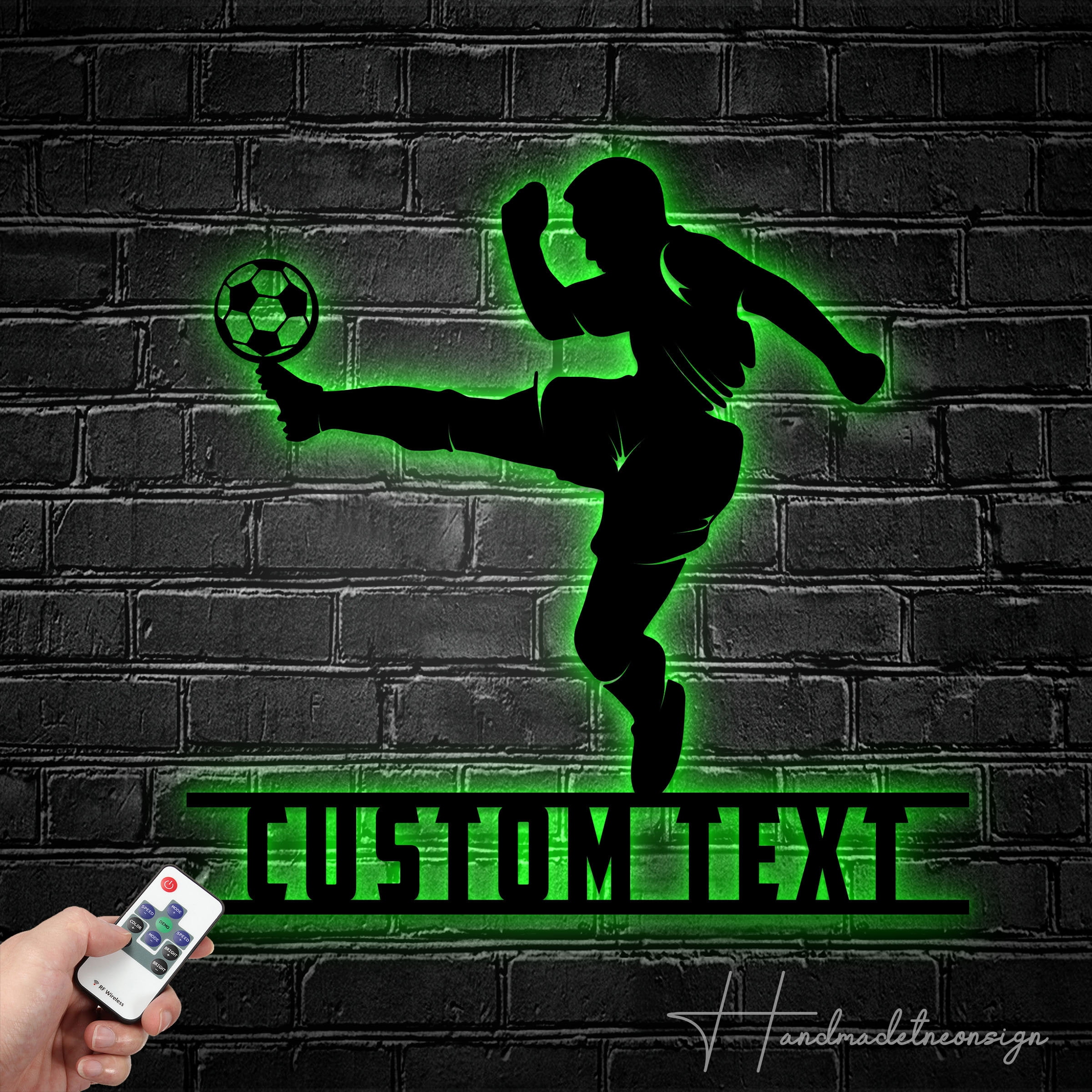 Handmadetneonsign Custom Soccer Player Metal Wall Art LED Light ...