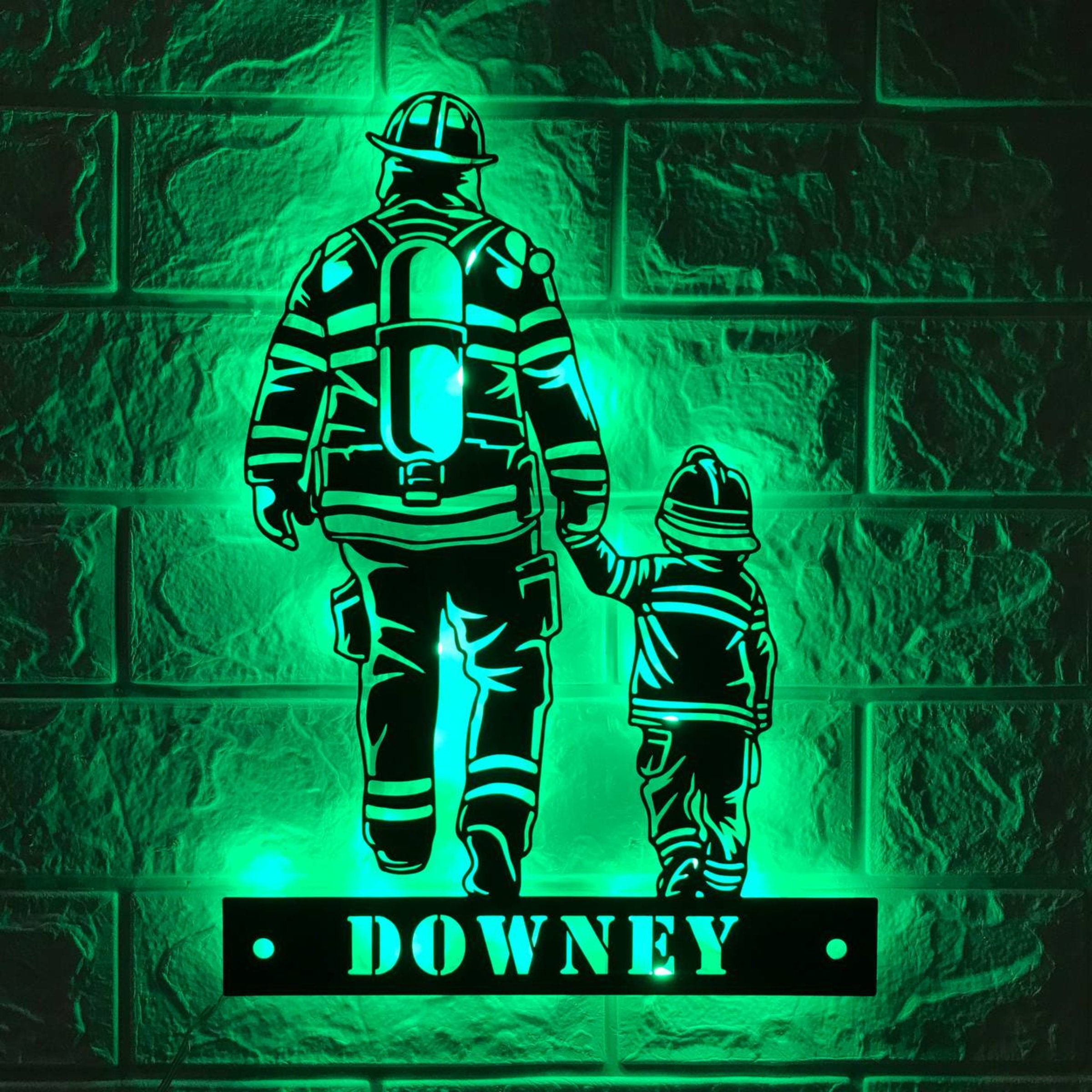 Handmadetneonsign Custom Son Father Daughter Firefighter Metal Wall Art ...