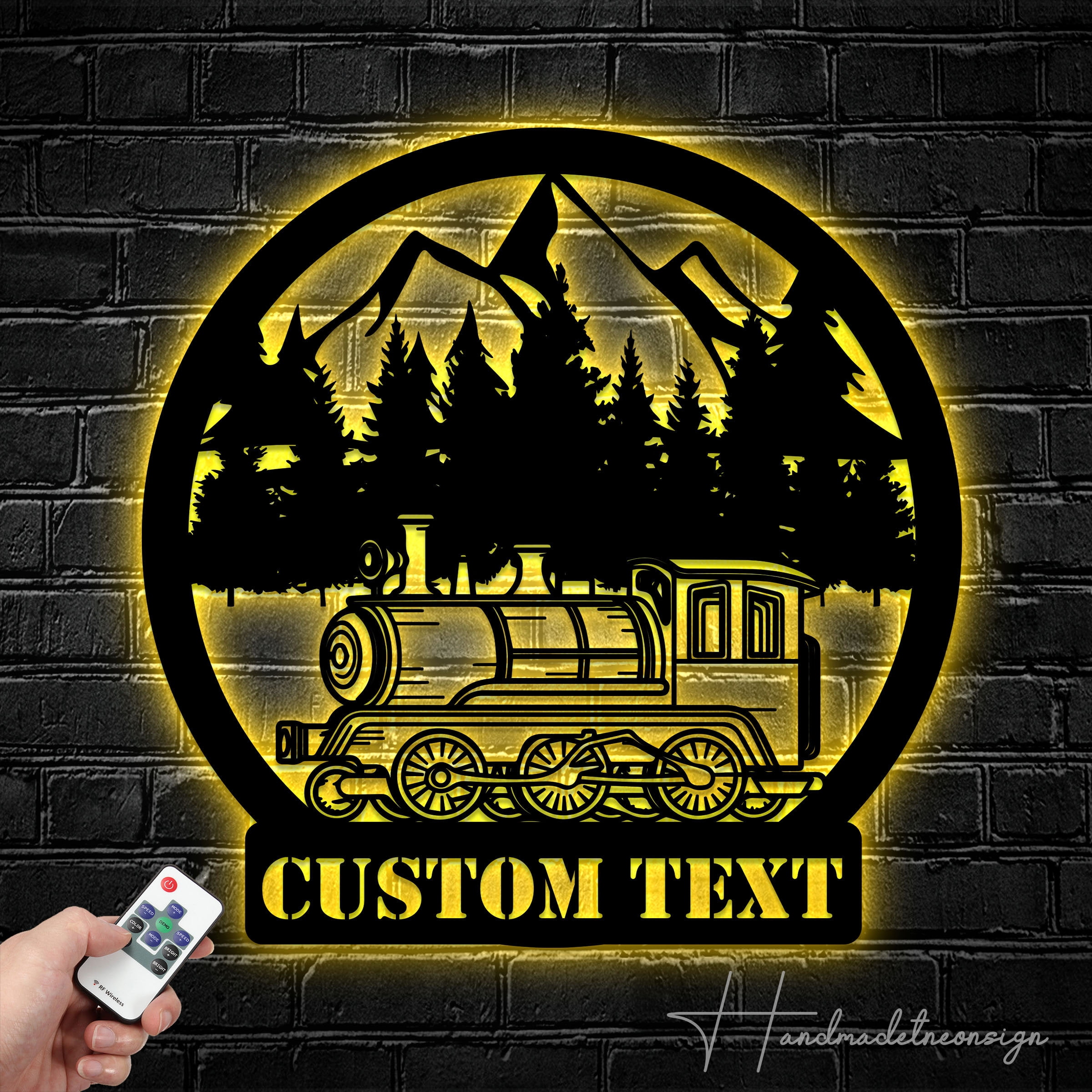 Handmadetneonsign Custom Steam Engine Train Locomotive Metal Wall Art ...