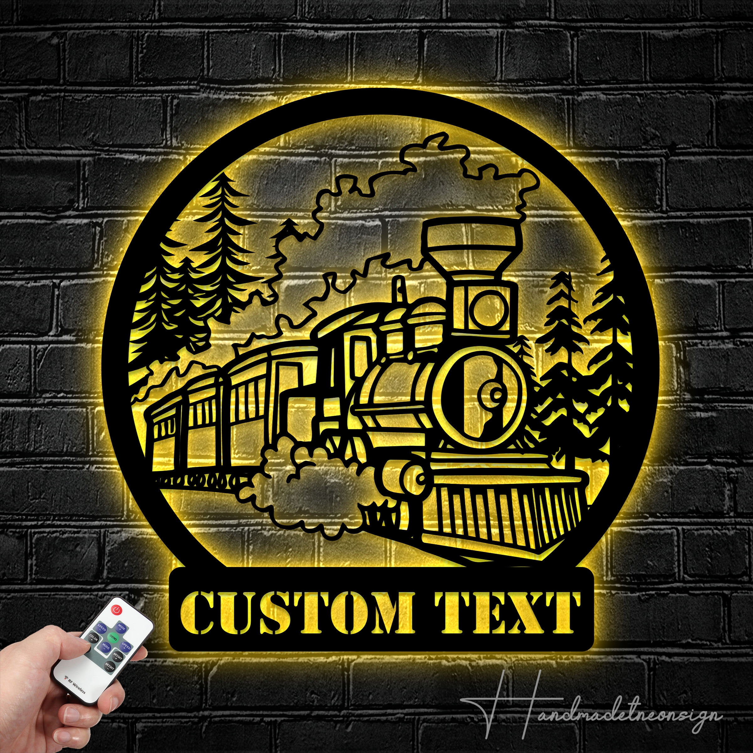 Handmadetneonsign Custom Steam Train Locomotive Metal Wall Art with LED ...