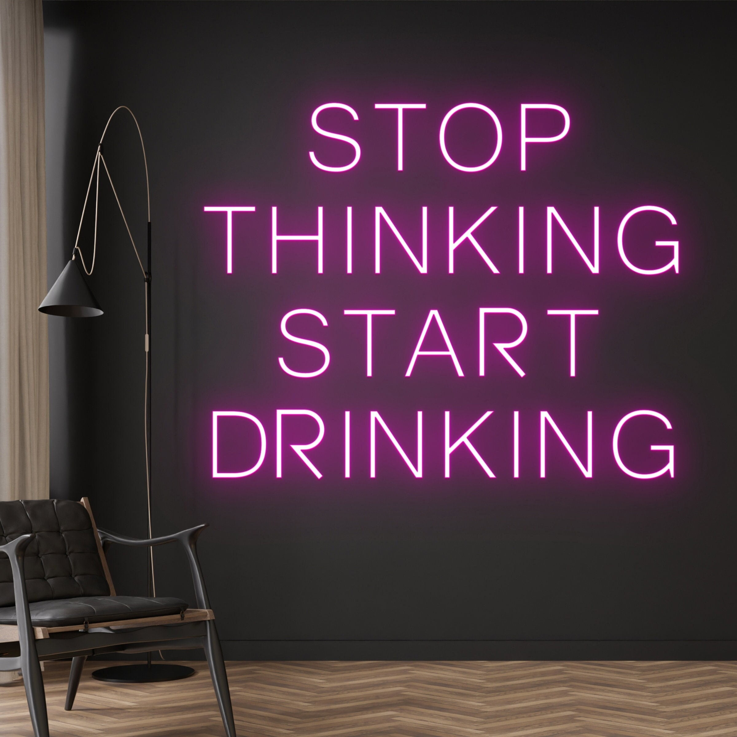 Handmadetneonsign Custom Stop Thinking Start Drinking Neon Sign, Custom ...