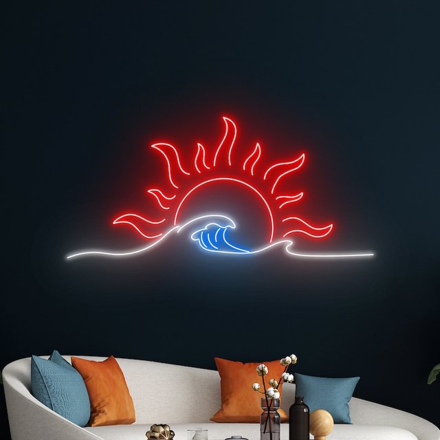 Handmadetneonsign Custom Sun & Wave Neon Sign, Sunrise Sunset Neon ...