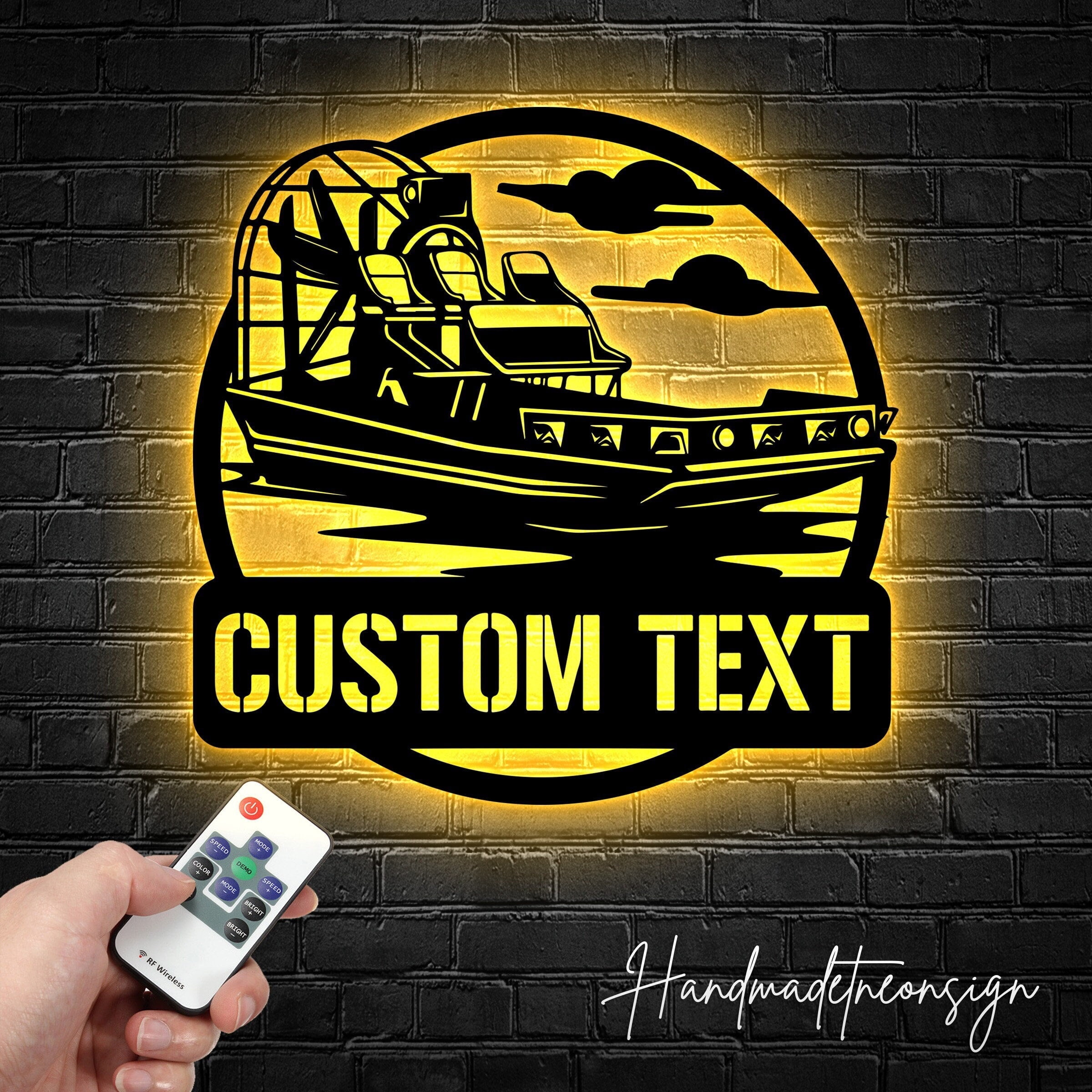 Handmadetneonsign Custom Swamp Boat Metal Wall Art LED Light, Personalized Swamp Boat Captain ...