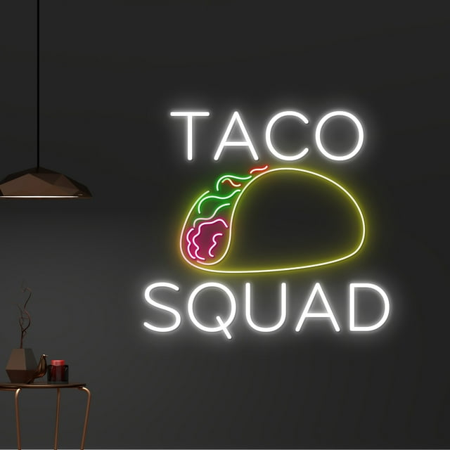 Handmadetneonsign Custom Taco Squad Neon Sign, Mexico Tacos LED Sign ...