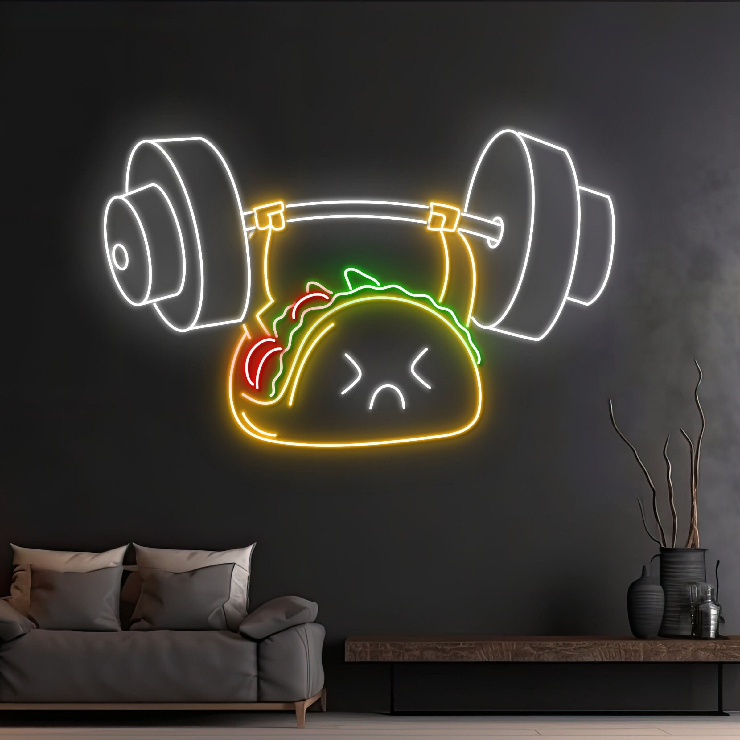 Handmadetneonsign Custom Tacos Lifts The Weight Neon Sign, Tacos ...