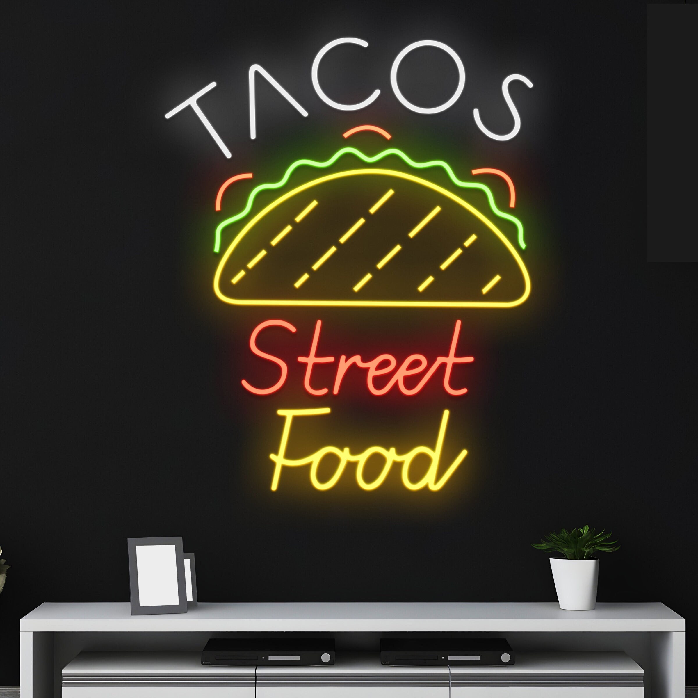 Handmadetneonsign Custom Tacos Street Food Neon Sign, Mexico Tacos LED ...