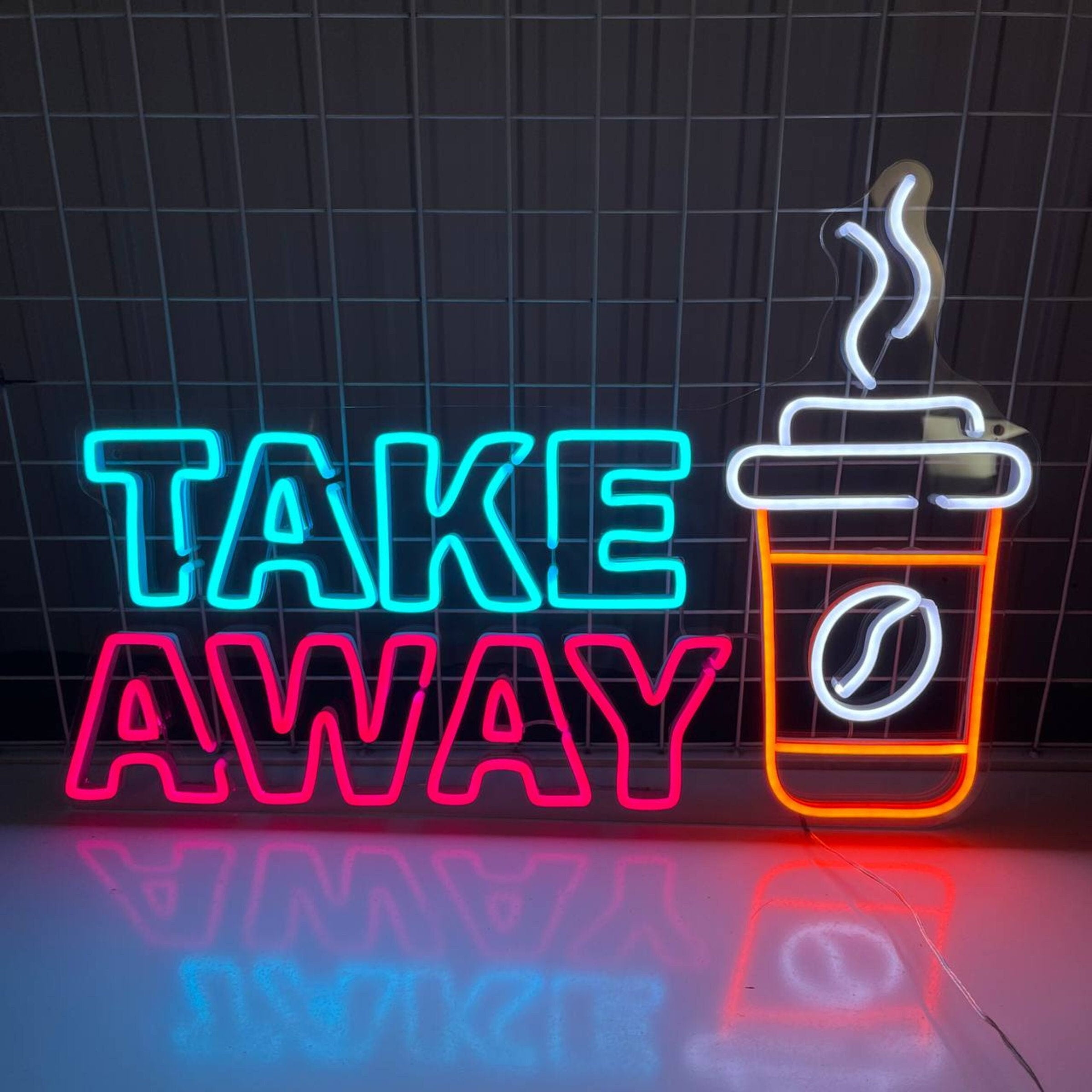 Handmadetneonsign Custom Take Away Coffee Neon Sign, Coffee Shop LED ...