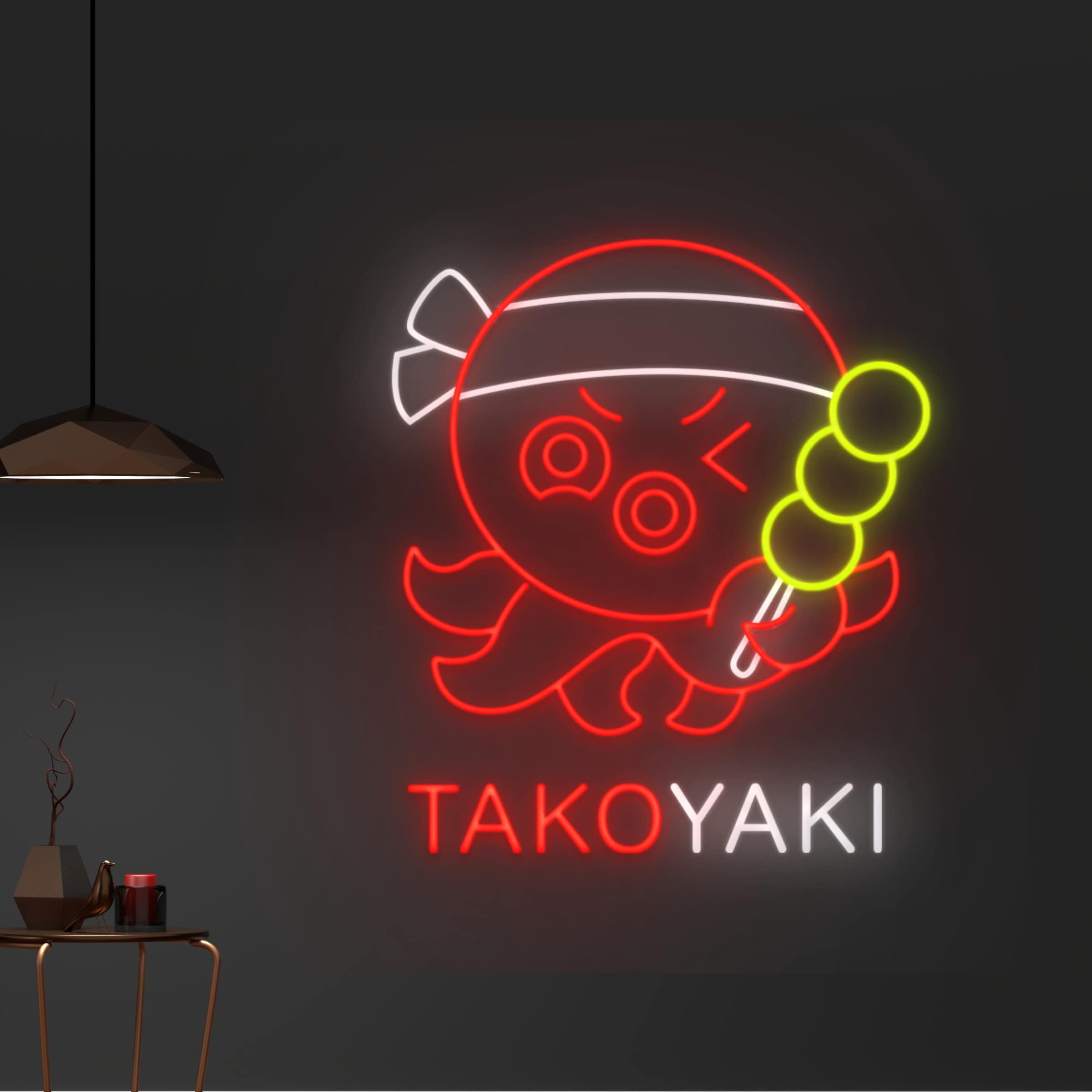 Handmadetneonsign Custom Takoyaki Neon Sign, Octopus Dumplings LED Sign ...
