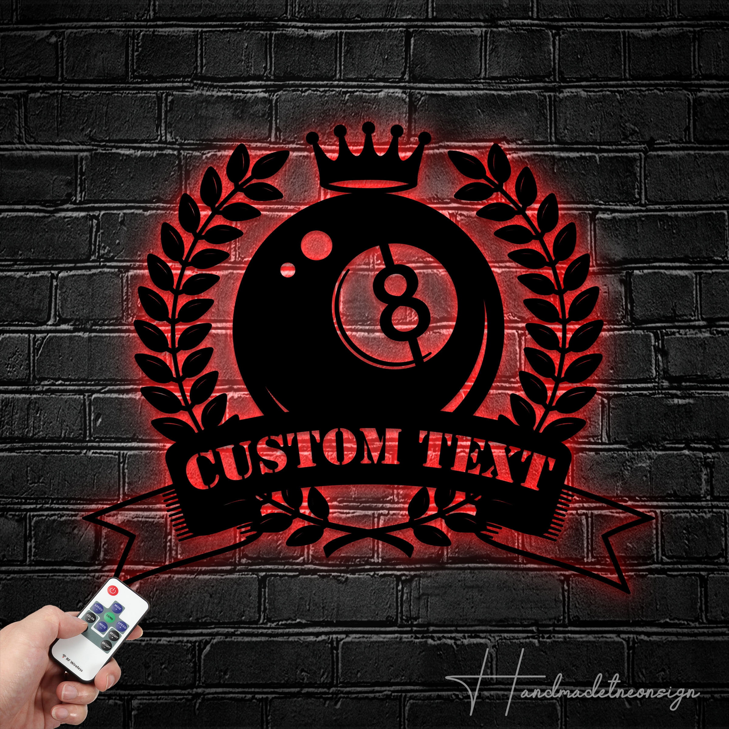 Handmadetneonsign Custom Text Billiards Ball Metal Wall Art LED Light ...