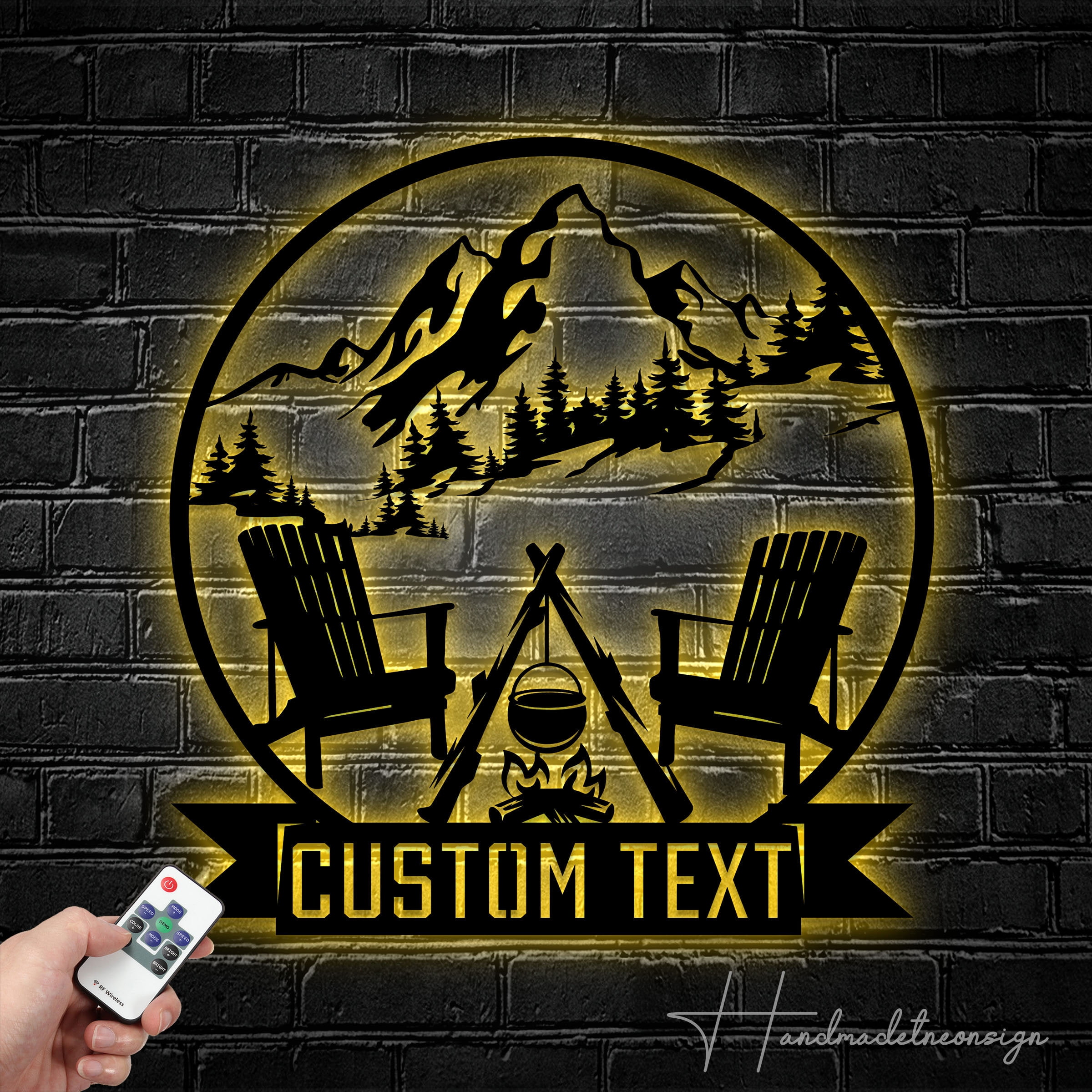 Handmadetneonsign Custom Text Camping Metal Wall Art LED Light ...