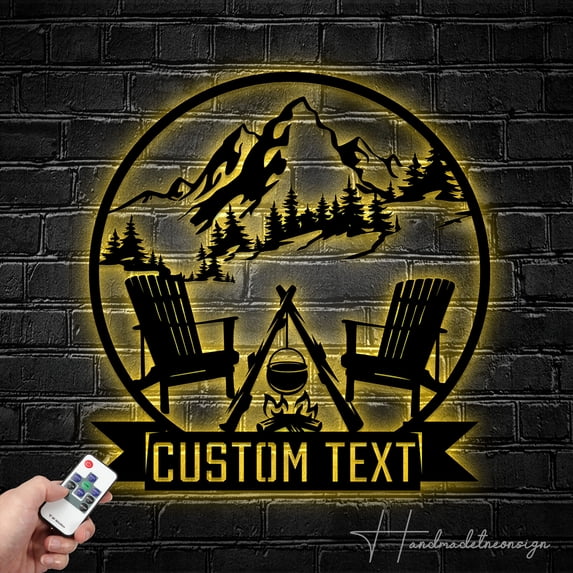 Handmadetneonsign Custom Text Camping Metal Wall Art LED Light ...