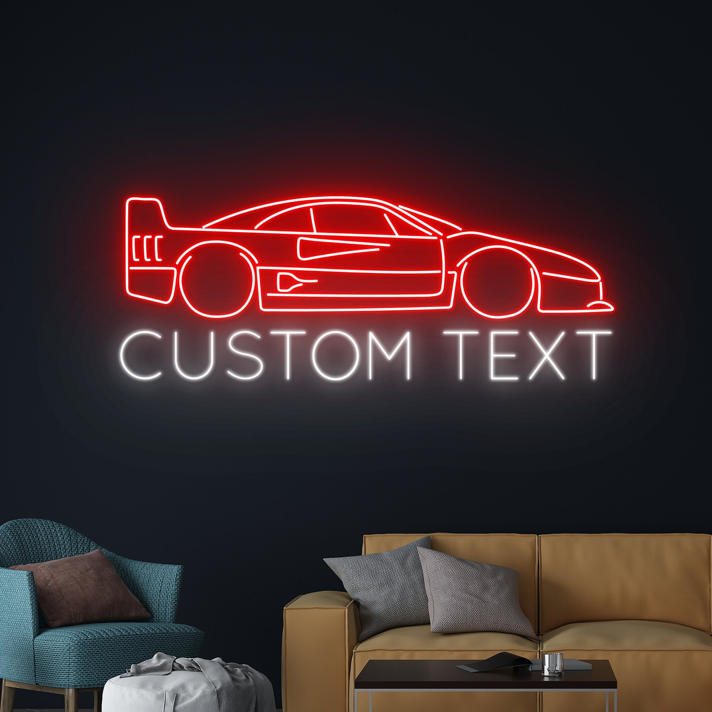Handmadetneonsign Custom Text Car Neon Sign, Luxury Car Led Sign, Sport ...
