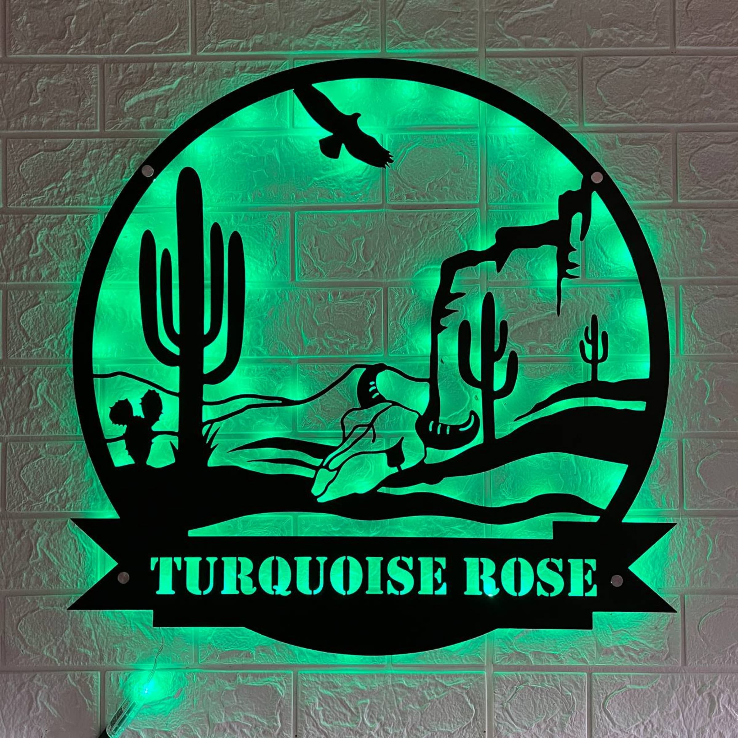 Handmadetneonsign Custom Text Desert Metal Wall Art LED Light, Desert ...