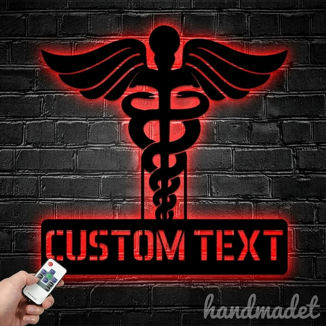 Handmadetneonsign Custom The Caduceus Metal Wall Art LED Light ...