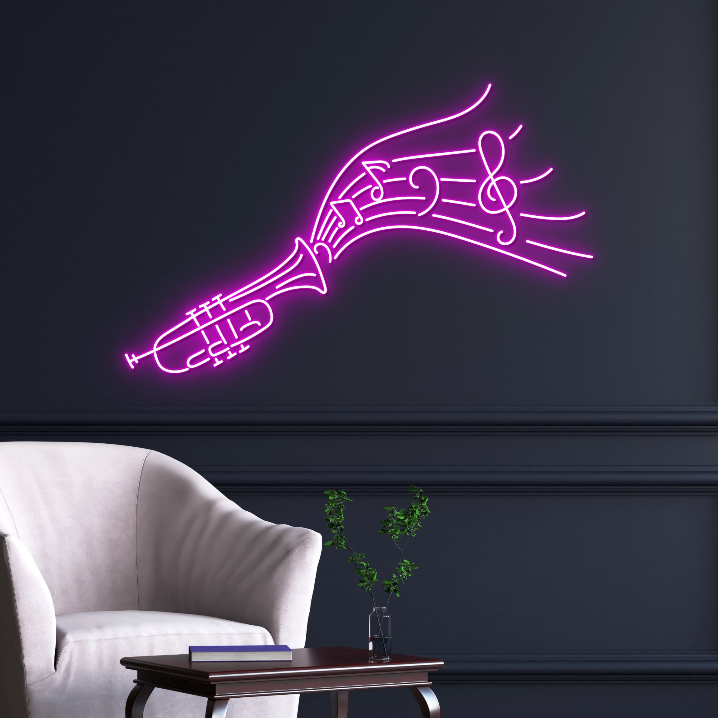Handmadetneonsign Custom Trumpet Music Flow Neon Sign, Trumpet Neon Led ...
