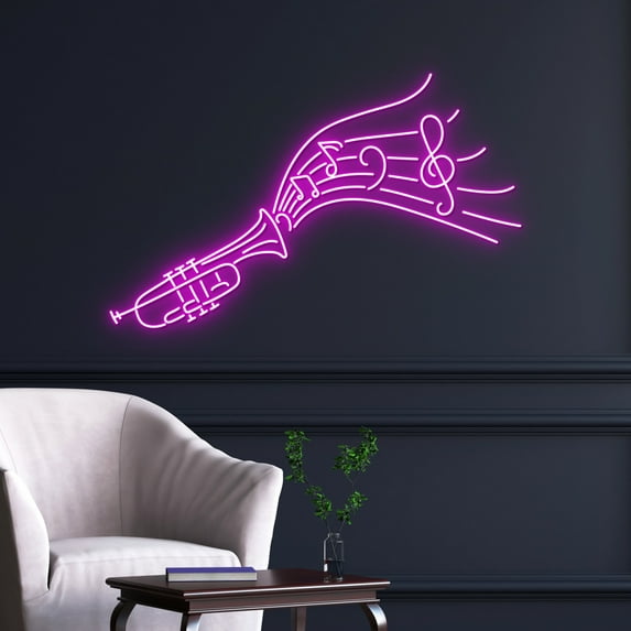 Handmadetneonsign Custom Trumpet Music Flow Neon Sign, Trumpet Neon Led ...