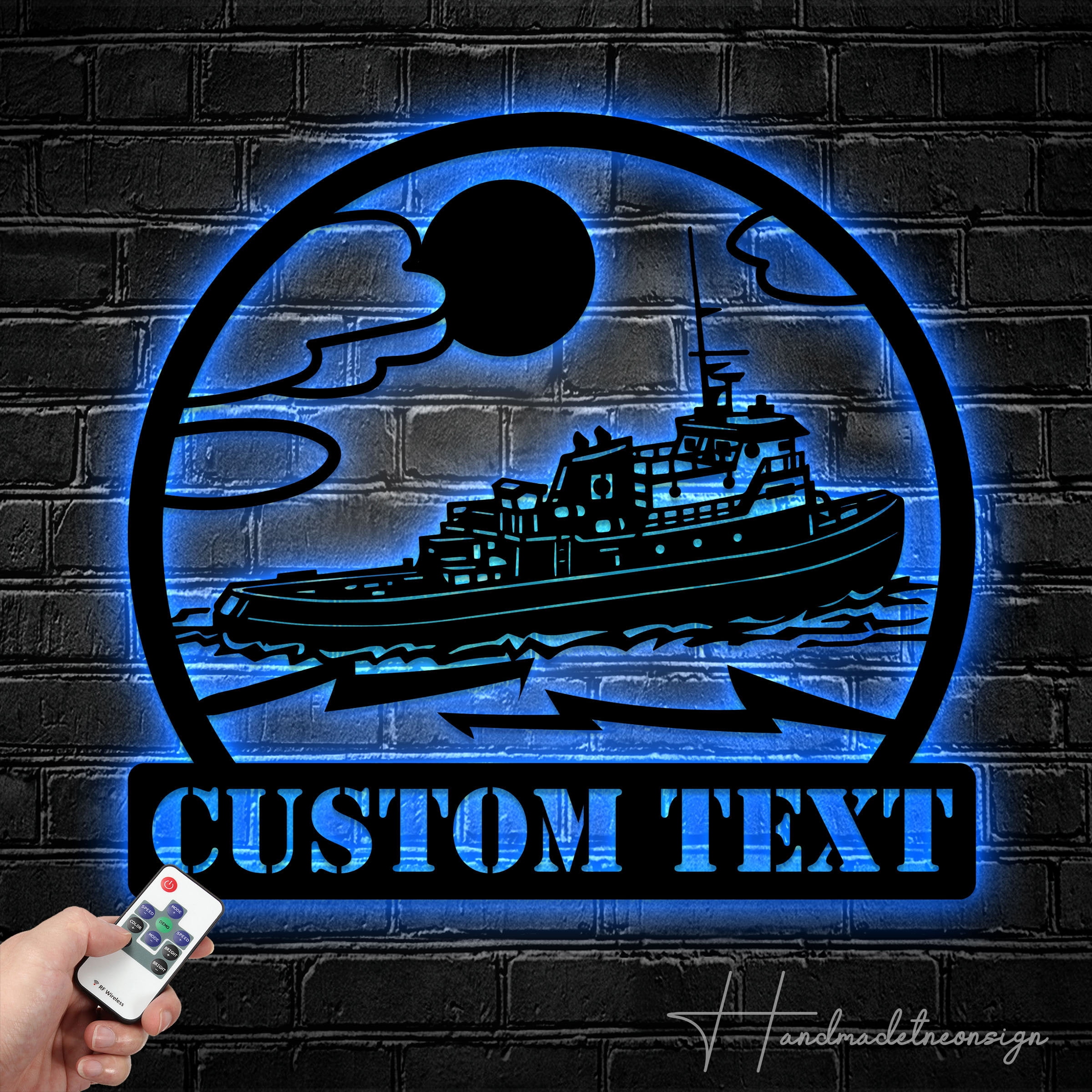 Handmadetneonsign Custom Tugboat Metal Wall Art LED Light, Personalized ...