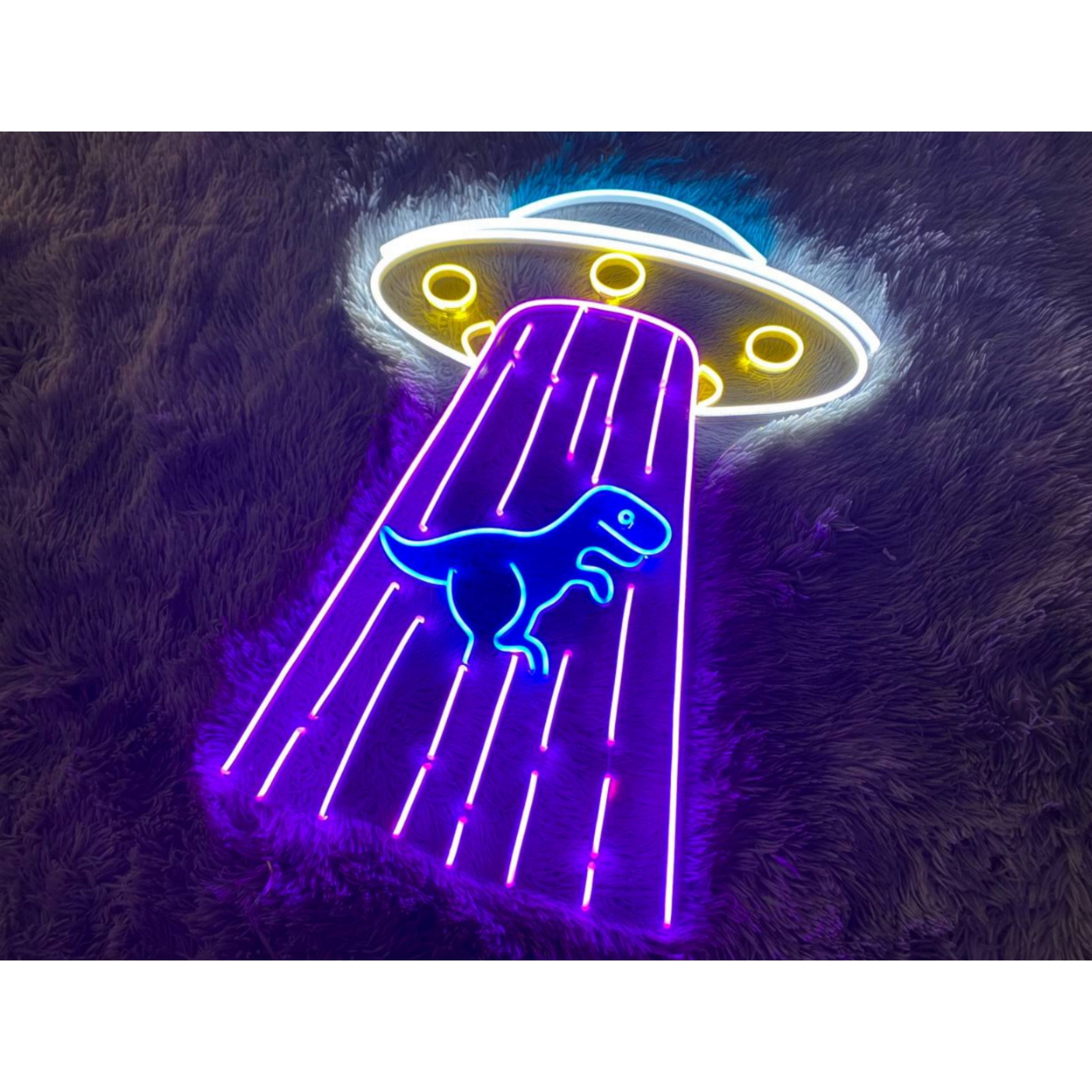Handmadetneonsign Custom UFO Abduction Dinosaur Led Sign, UFO Dinosaur ...