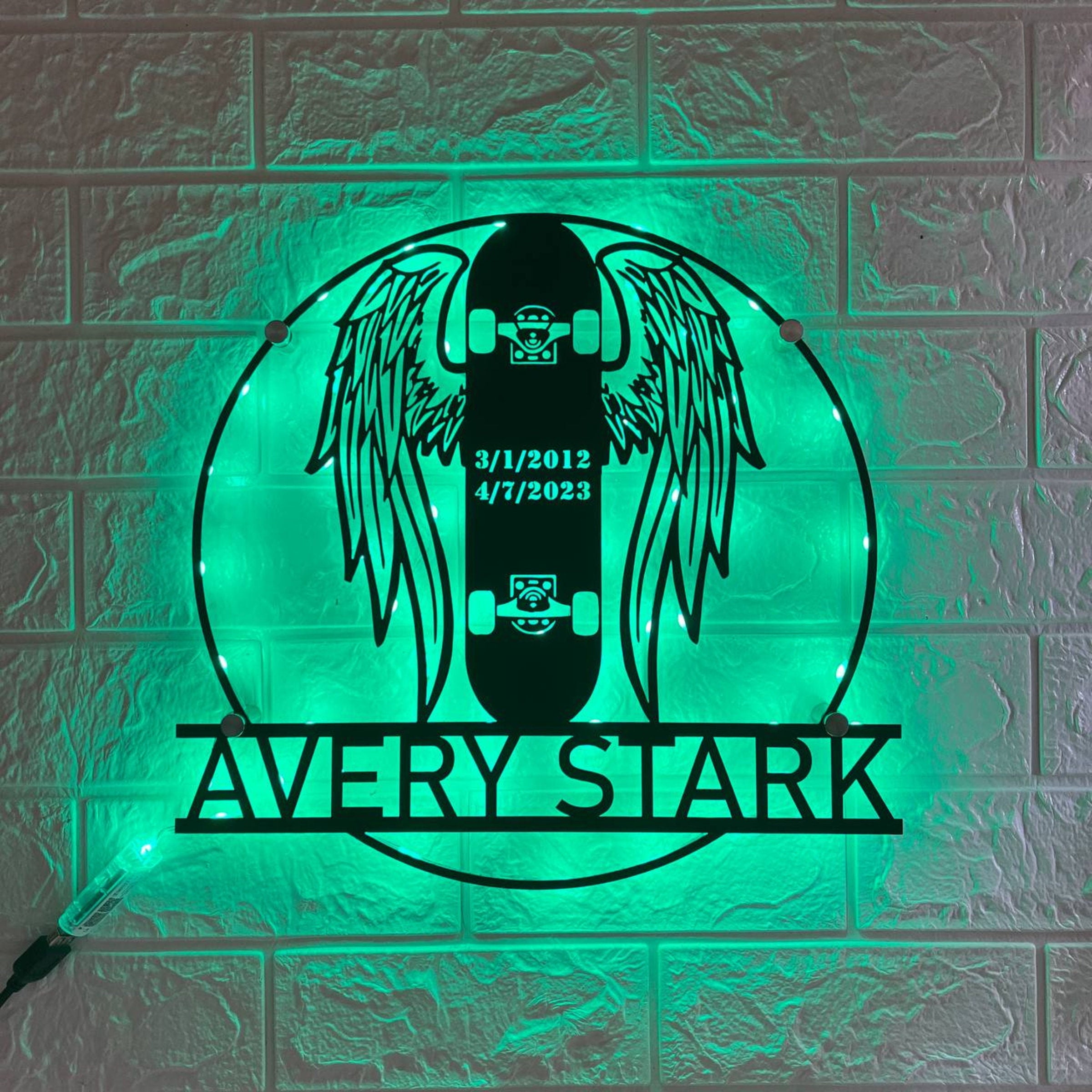 Handmadetneonsign Custom Wings Skateboard Metal Wall Art LED Light ...