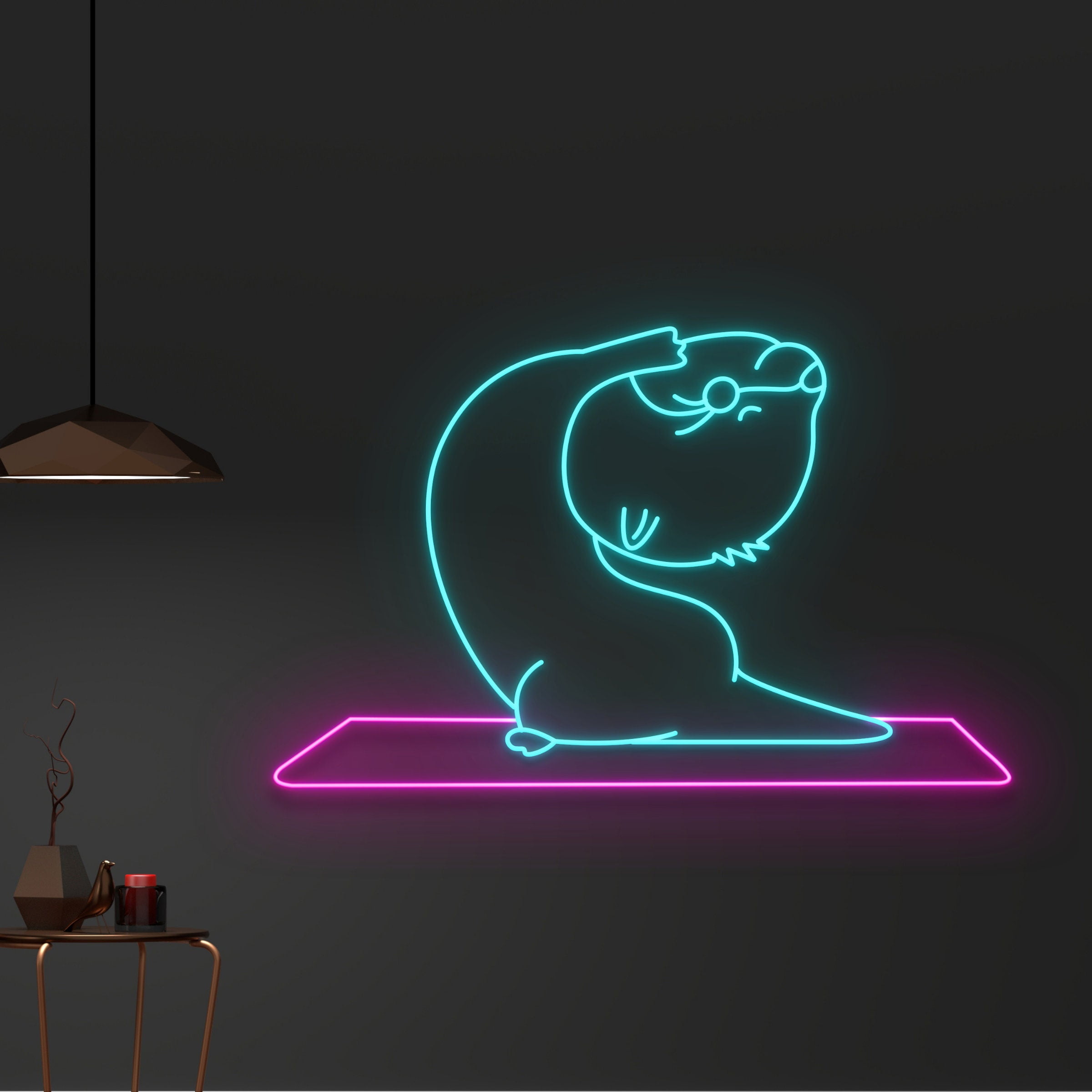 Handmadetneonsign Custom Yoga Otter Neon Sign, Otter Neon Light, Otter ...