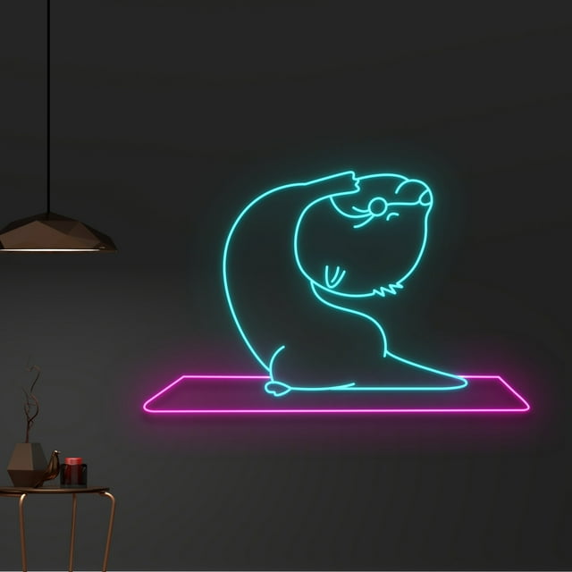 Handmadetneonsign Custom Yoga Otter Neon Sign, Otter Neon Light, Otter ...