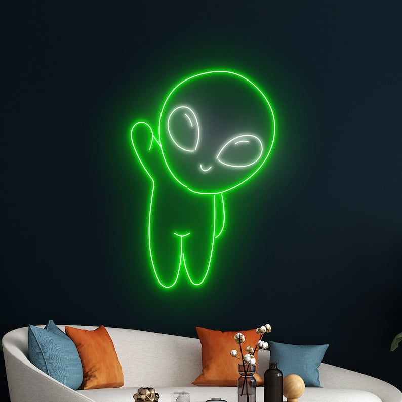 Handmadetneonsign Cute Alien Neon Sign, Custom Alien Led Sign, Alien ...