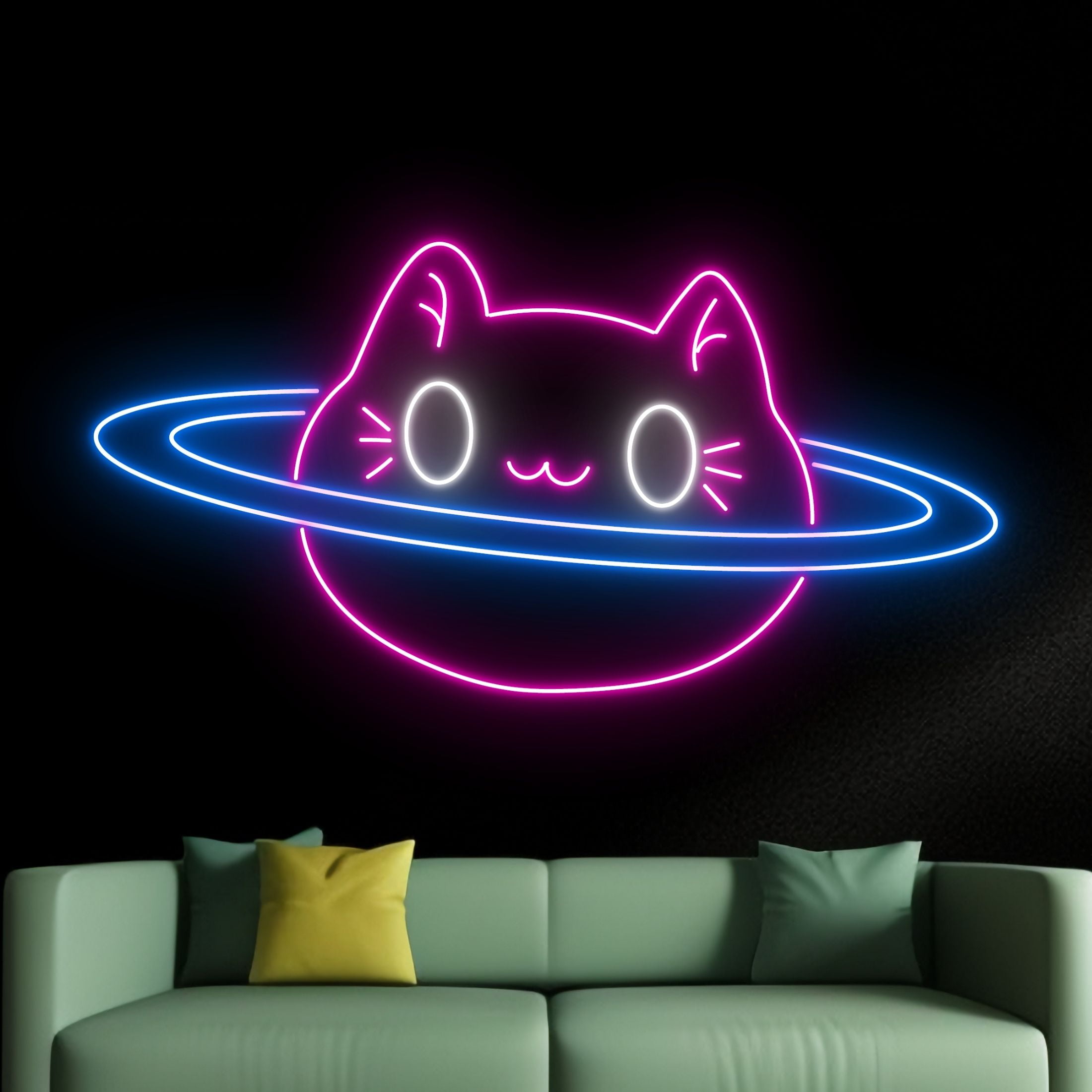 Handmadetneonsign Cute Cat Neon Sign, Space Wall Art Decor, Space Neon ...