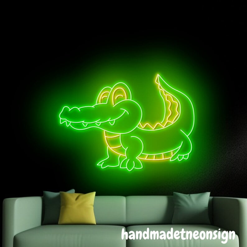 Handmadetneonsign Cute Crocodile Neon Sign, Crocodile Led Sign ...