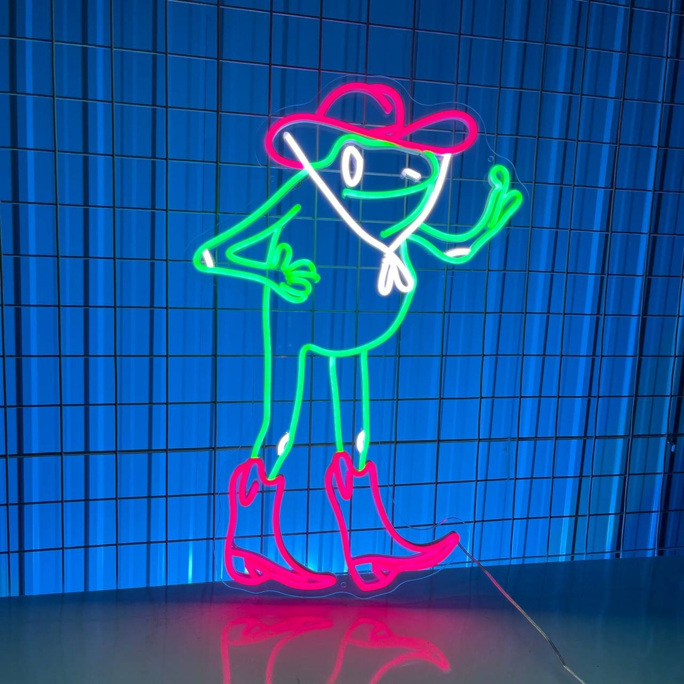 Handmadetneonsign Cute Frog Cowboy Neon Sign, Western Frog Cowboy Wall ...