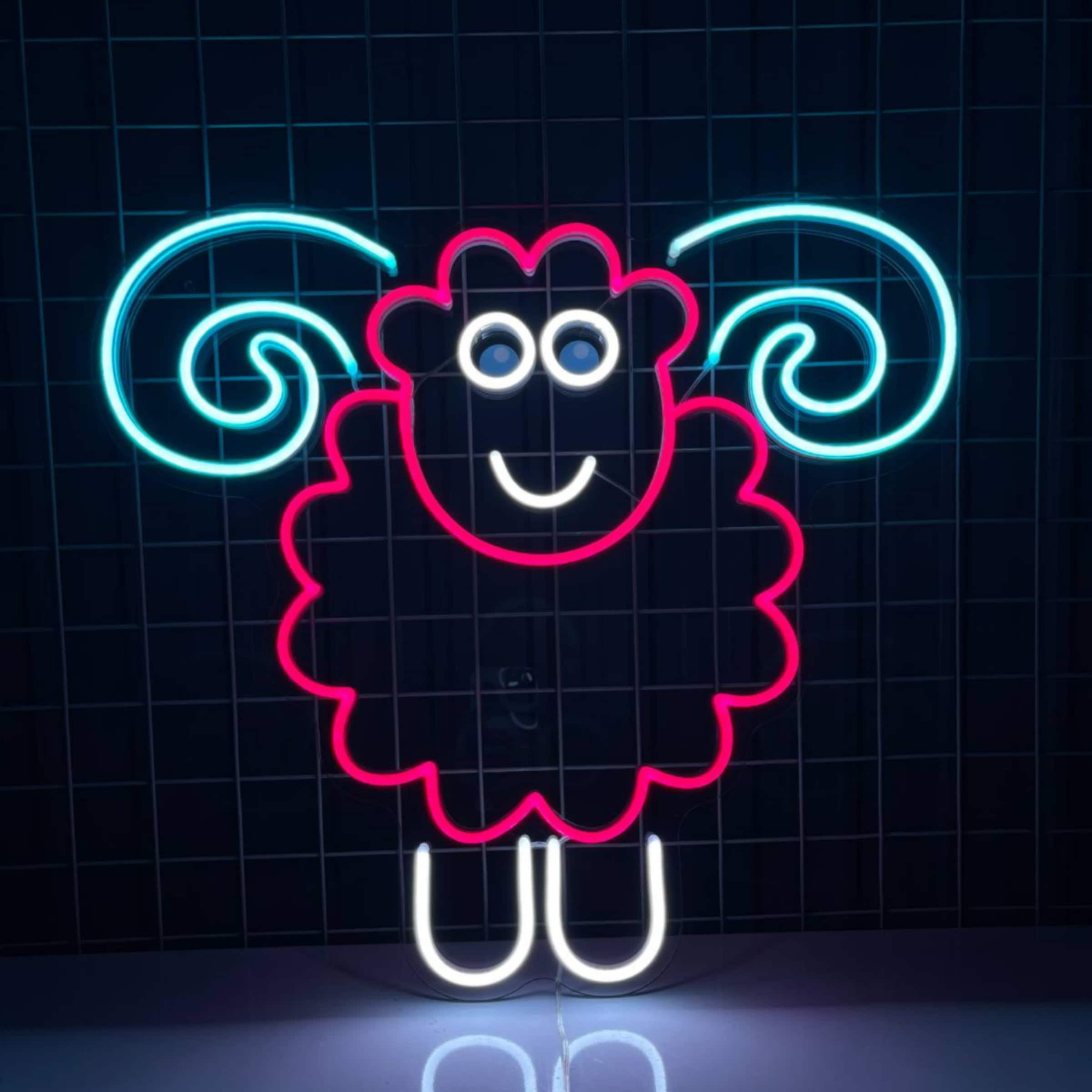 Handmadetneonsign Cute sheep Led Sign, Sheep Neon Light, Sheep Neon ...